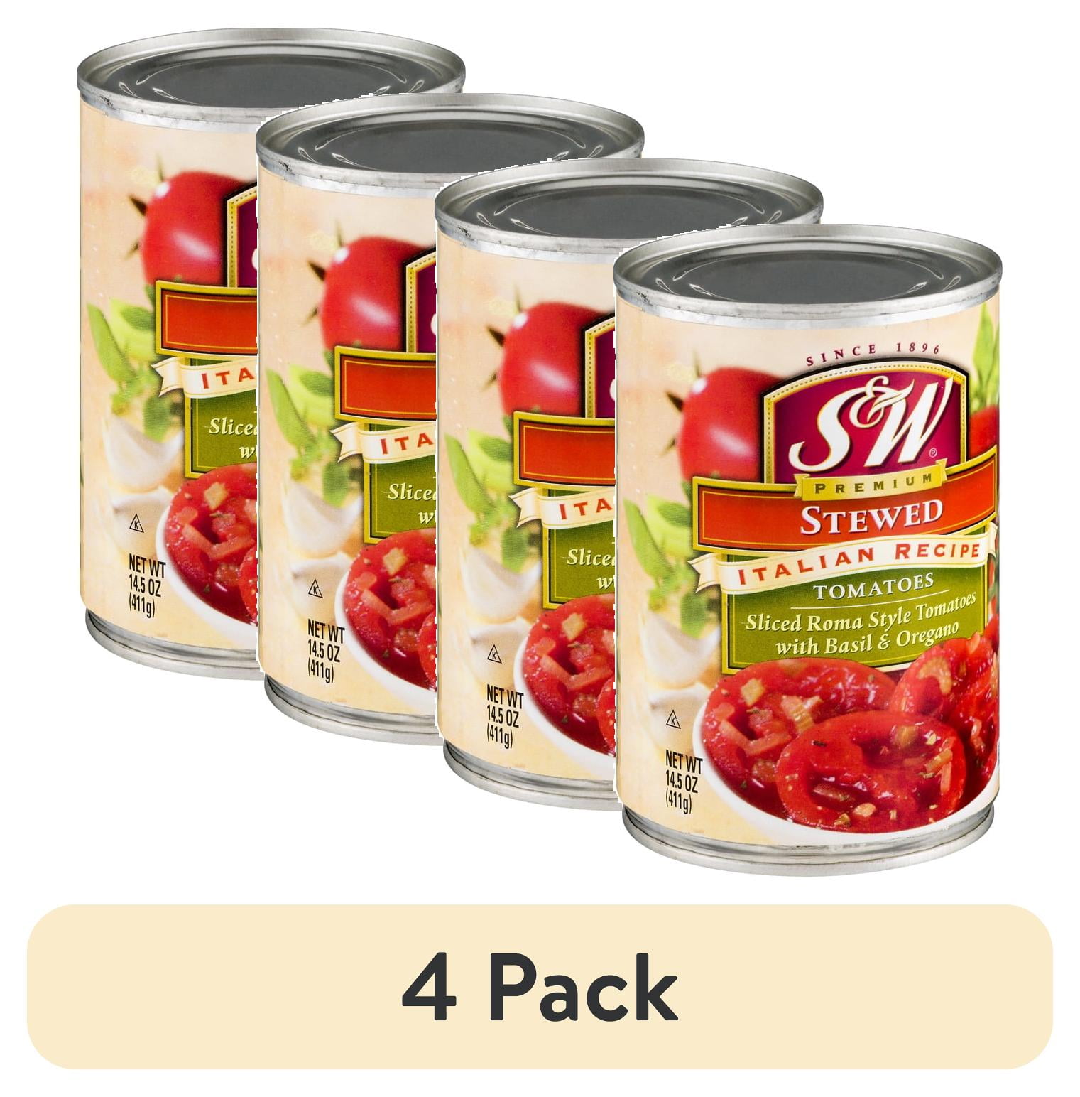 (4 pack) S&W Italian Recipe Canned Stewed Tomatoes, 14.5 oz Can ...