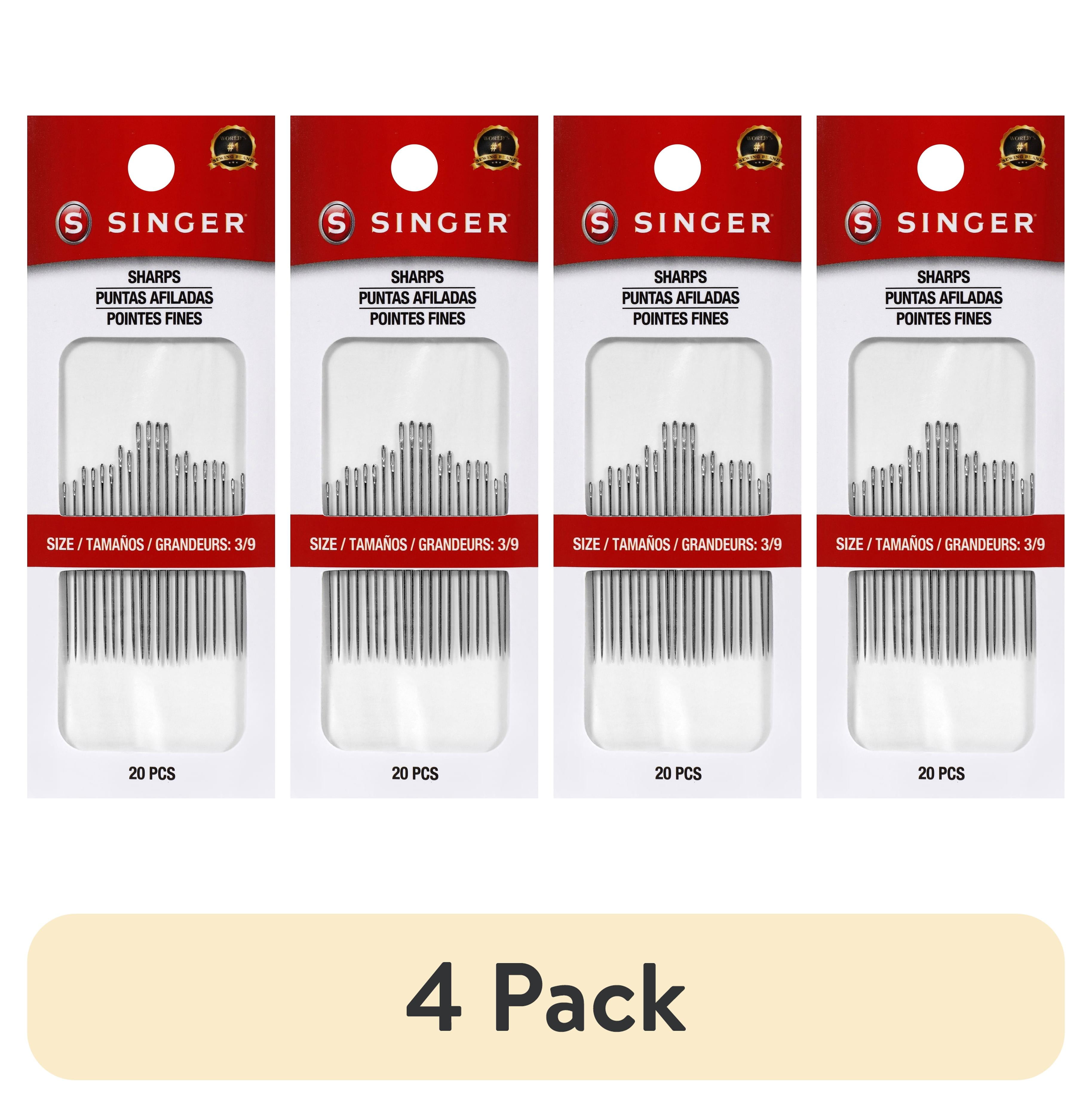(4 pack) SINGER Sharps Steel Hand-Sewing Needles, Sizes 3/9, 20 Pieces ...