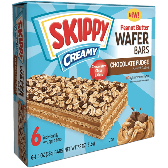 (4 pack) SKIPPY Creamy Peanut Butter And Chocolate Fudge Wafer Snack Bar, 7.8 Oz (216g), 6 Ct ...