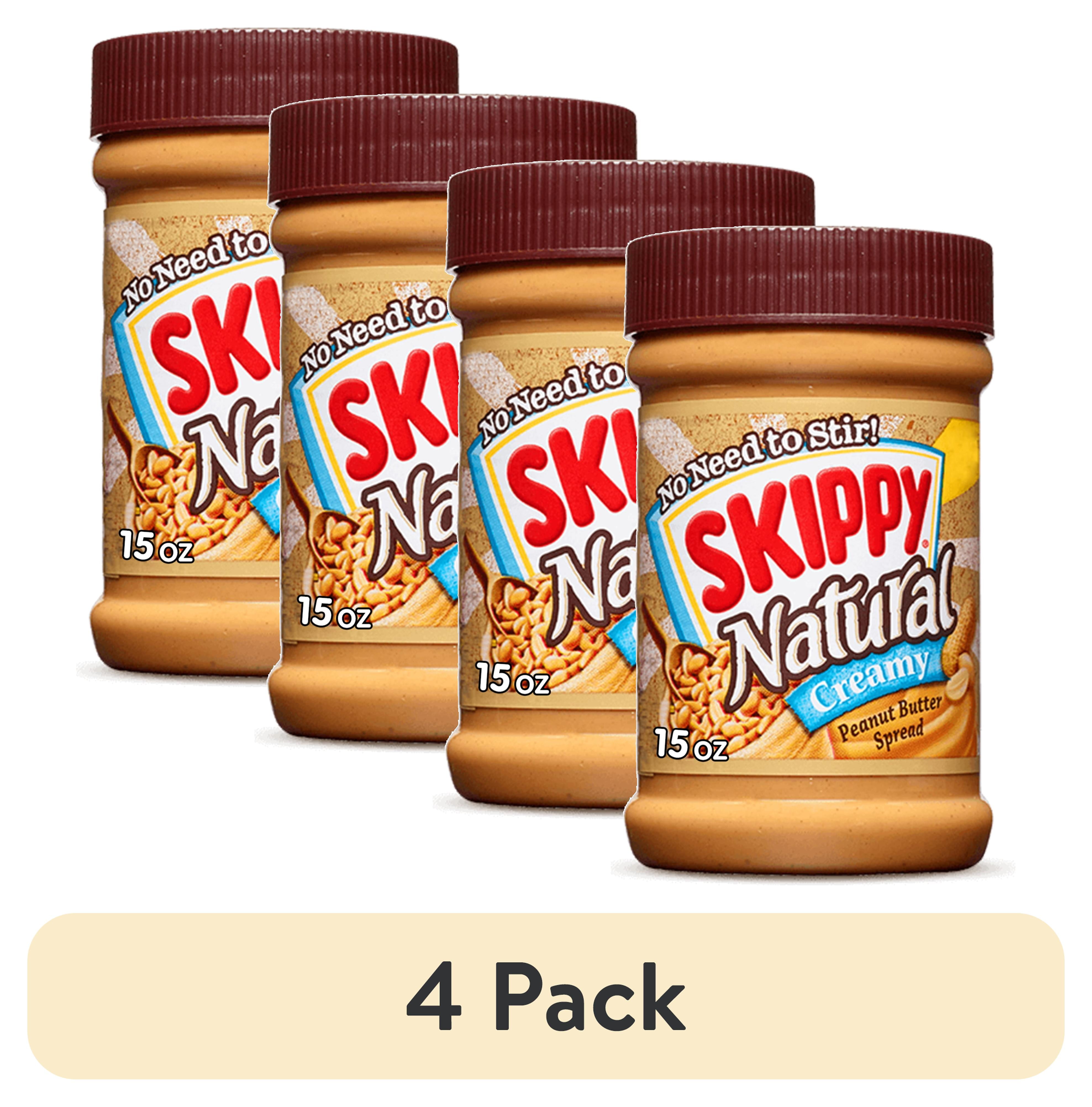 (4 pack) SKIPPY Natural Peanut Butter Spread, Creamy, 7 G Protein per ...