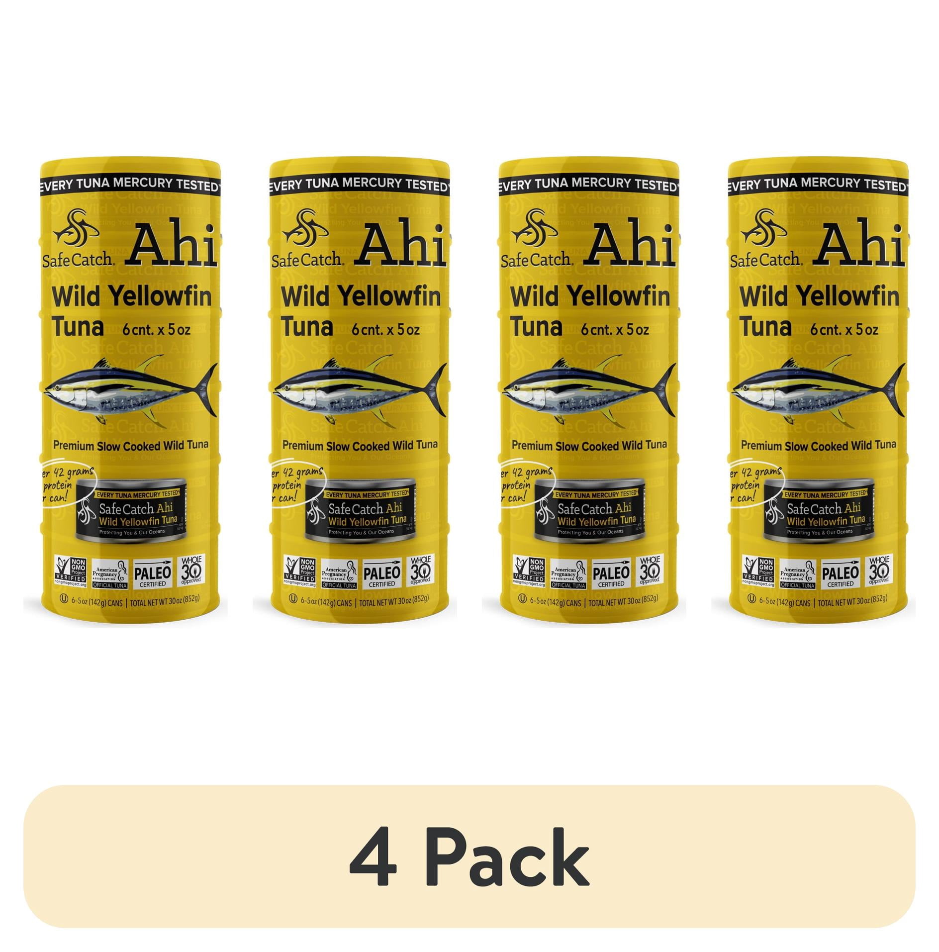 (4 pack) Safe Catch Ahi Wild Yellowfin Tuna, 6 Pack, 5 oz Cans – Non ...