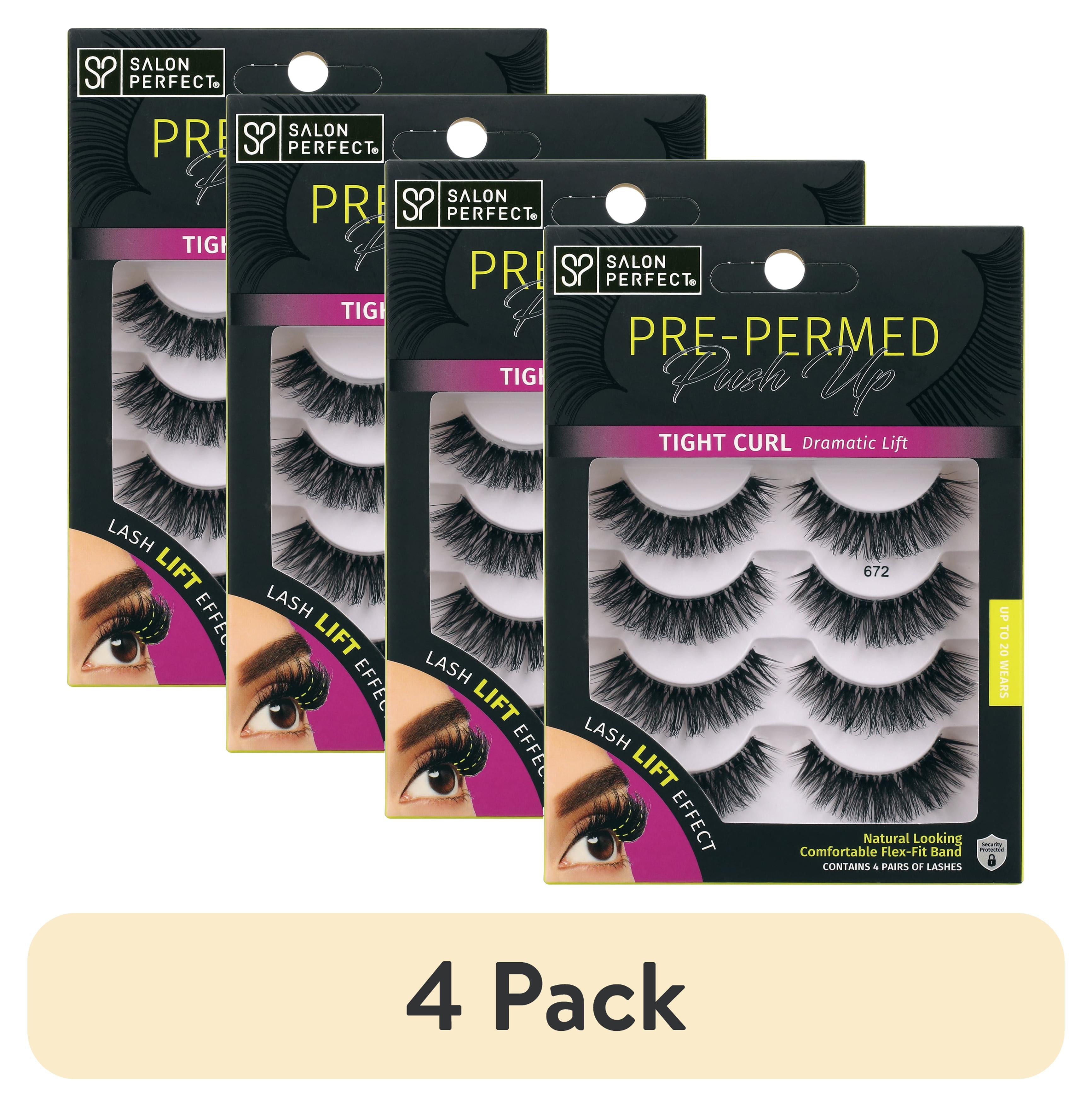 (4 pack) Salon Perfect Pre-Permed False Eyelashes, Dramatic Lift Fake ...