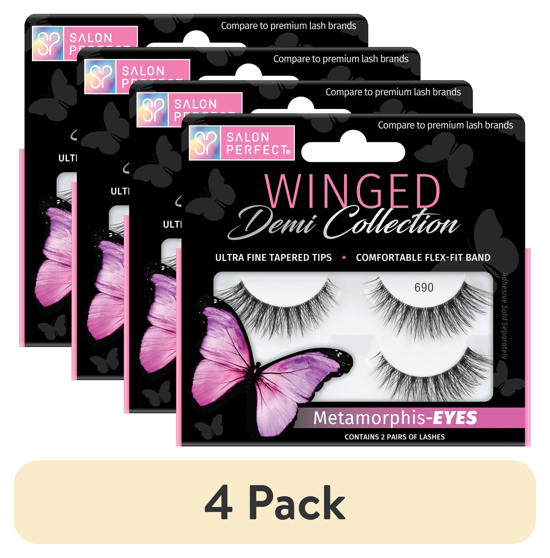 (4 pack) Salon Perfect Winged Fake Lashes False Eyelashes, 690, Black ...