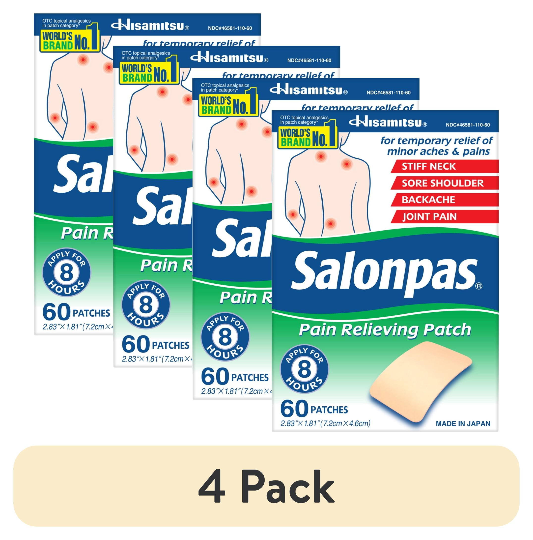 (4 pack) Salonpas 8 Hour Pain Relief Patch with Camphor 3.1% & Menthol ...