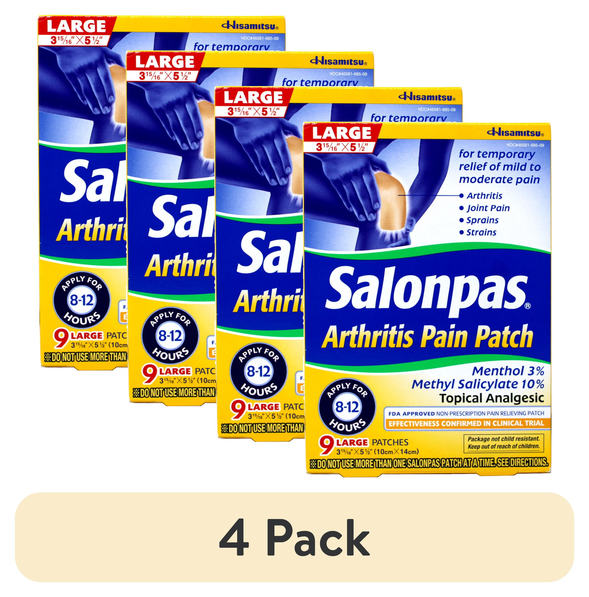(4 pack) Salonpas Arthritis Pain Patch for Temporary Relief of Mild to Modarate Pain, Large, 9 ...