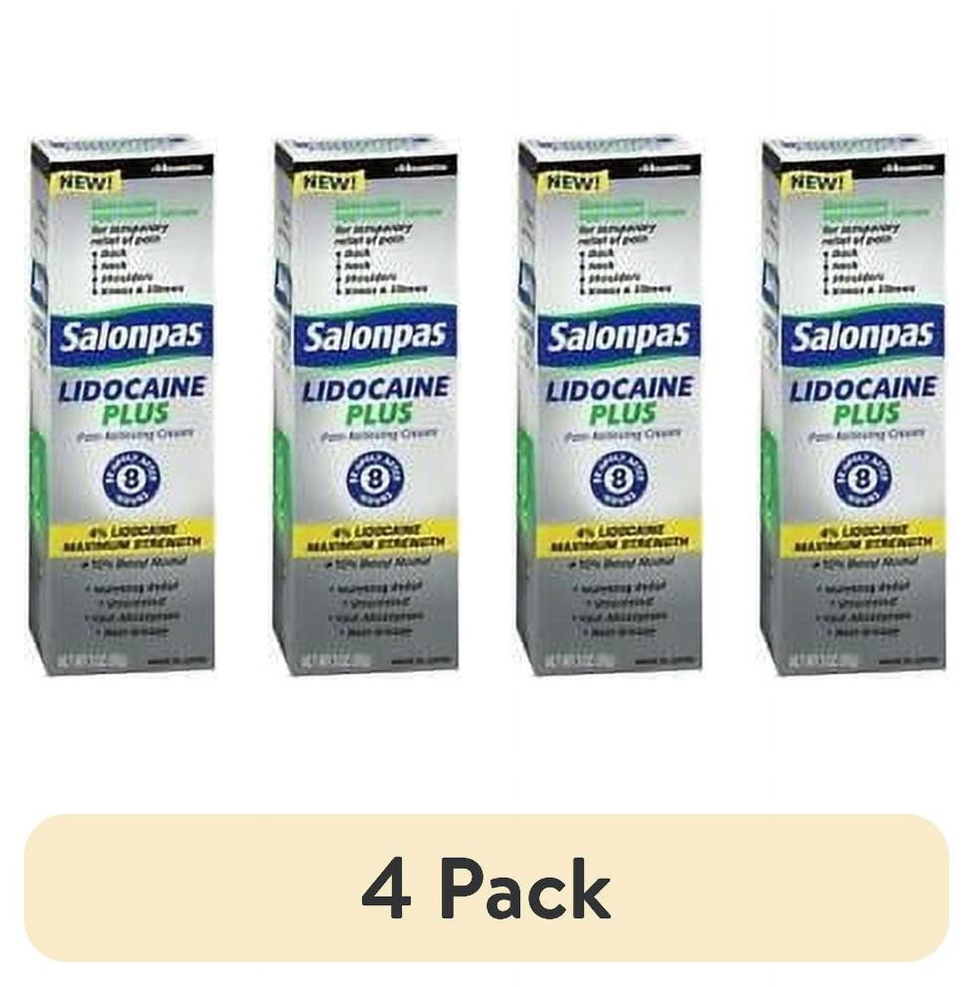 (4 pack) Salonpas Lidocaine Pain Relieving Roll-On, 4% Lidocaine, 3 OZ ...