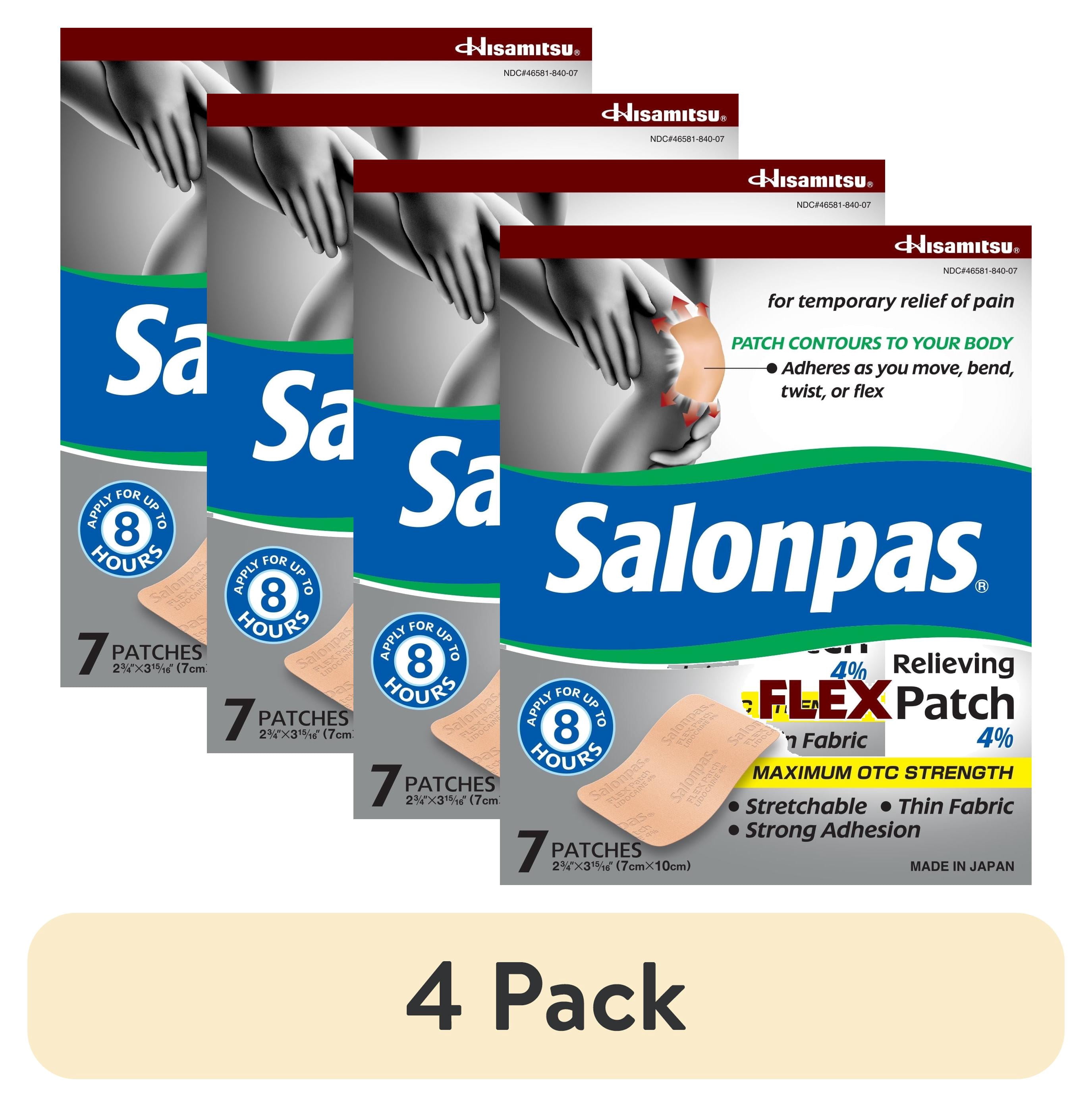 (4 pack) Salonpas Maximum OTC Strength Lidocaine 4% Pain Relieving FLEX ...