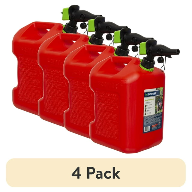 (4 pack) Scepter 5 Gallon Capacity Smart Control Dual Handle Gas Can ...