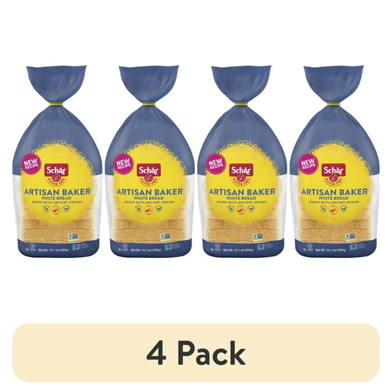 (4 pack) Schar Gluten Free Artisan Baker White Sourdough Bread Loaf, 14 ...