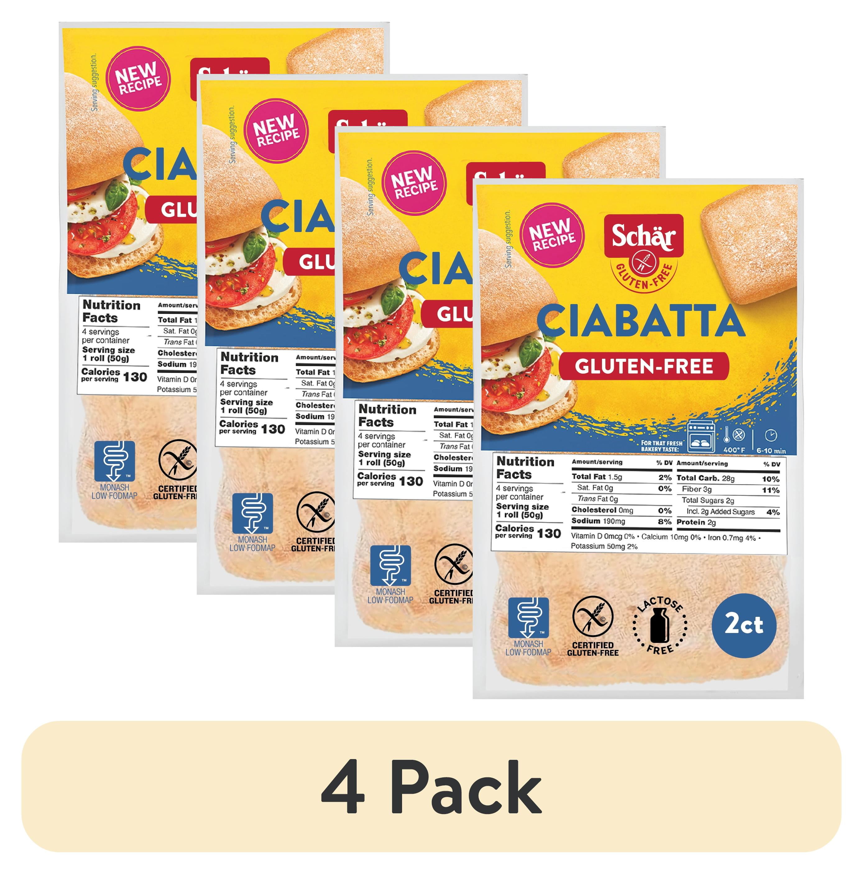 (4 pack) Schar Gluten Free Ciabatta Rolls, Artisan Bread Rolls ...
