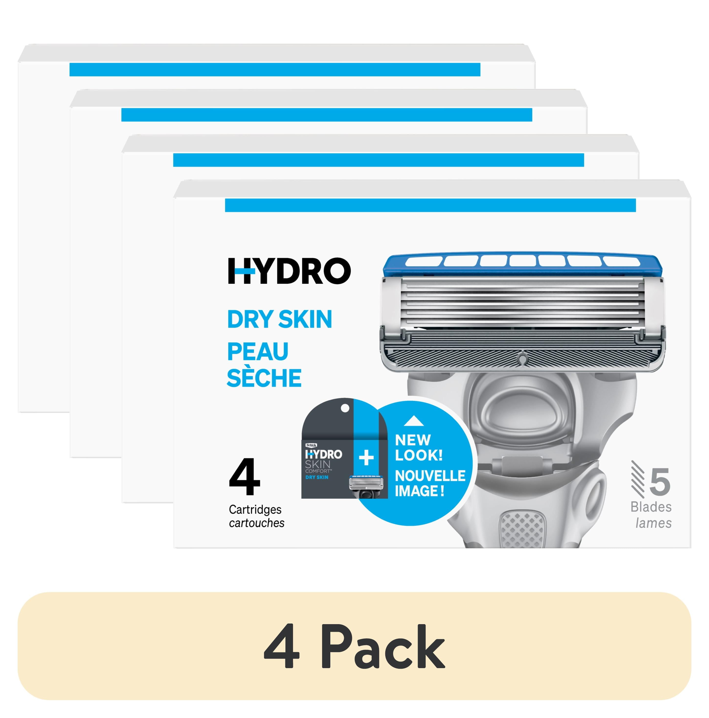 (4 pack) Schick Hydro Skin Comfort Dry Skin 5-Blade Men's Razor Refills ...