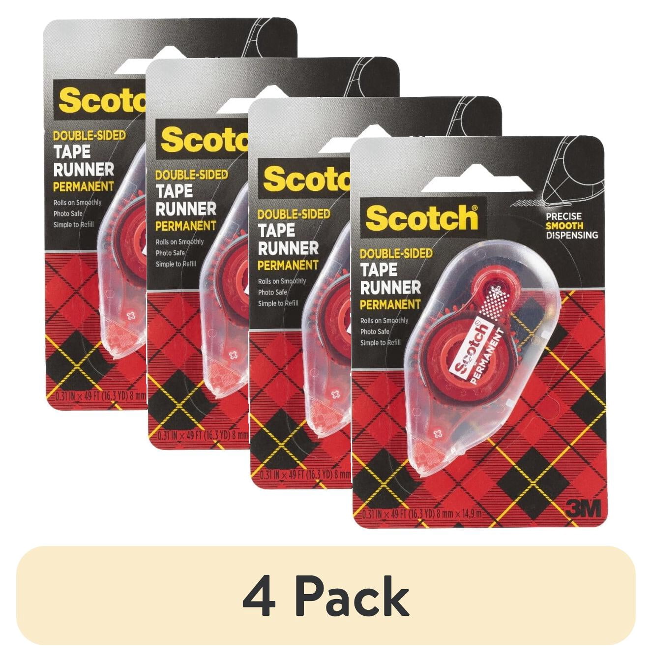 (4 pack) Scotch Adhesive Dot Roller, Clear, 1/3 in. x 49 ft, 1 Roller ...