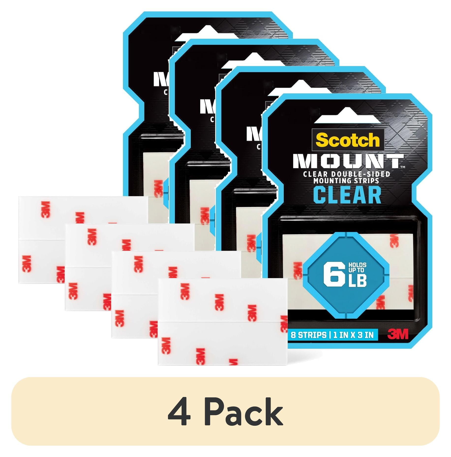 (4 pack) Scotch-Mount Clear Double-Sided Mounting Strips, 1 in x 3 in ...