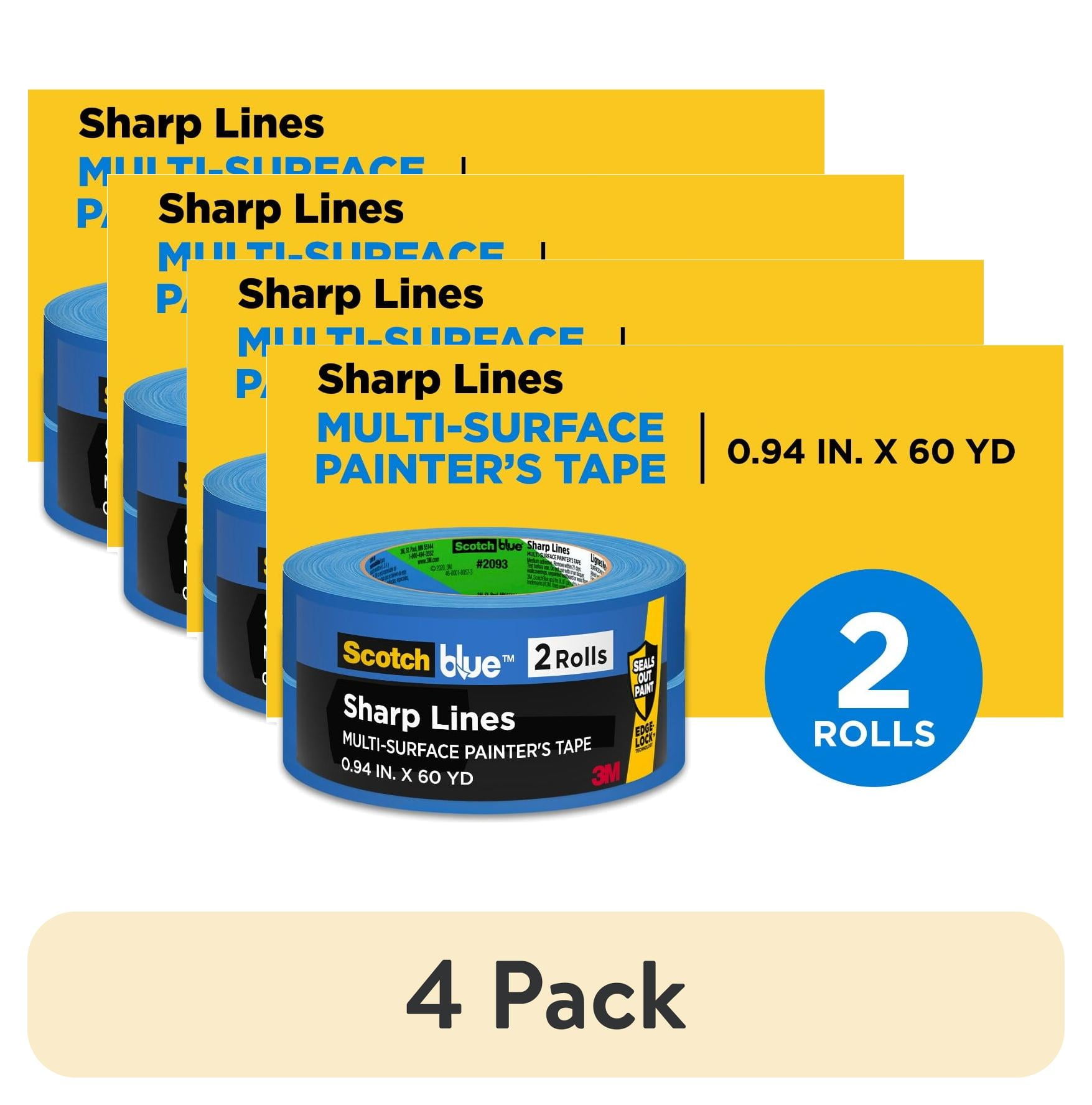 (4 pack) ScotchBlue Sharp Lines Painter's Tape, Blue, 0.94 in x 60 yd ...