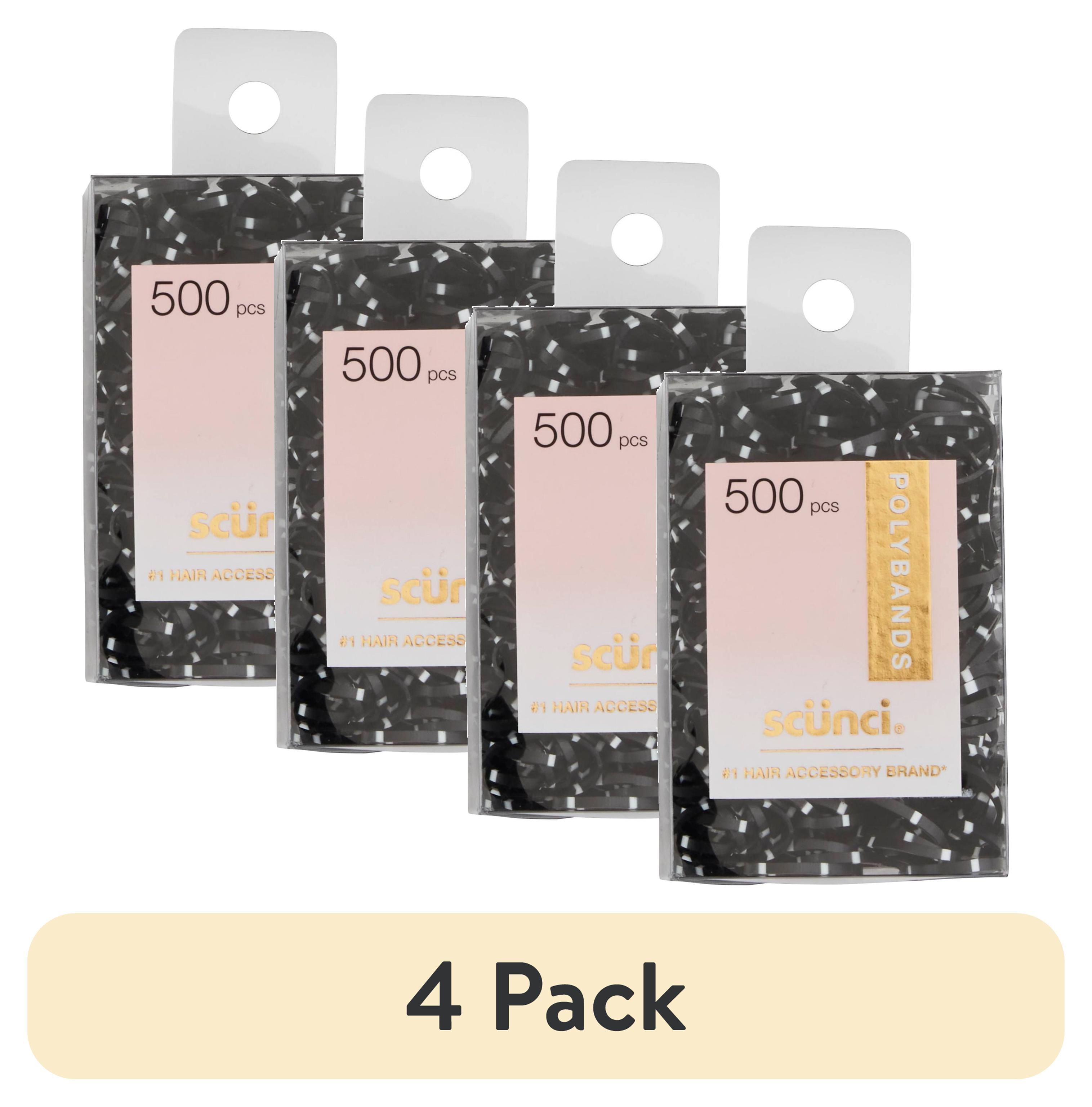 (4 pack) Scunci Elastic Hair Polybands In Acetate Box, Black/White, 500 ...