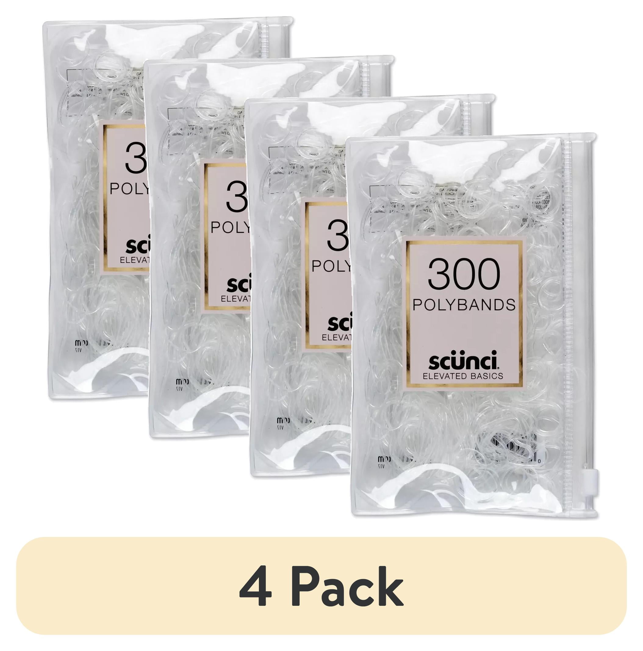 (4 pack) Scunci Mixed Size Polybands in Zippered Pouch, Clear - 300 ...