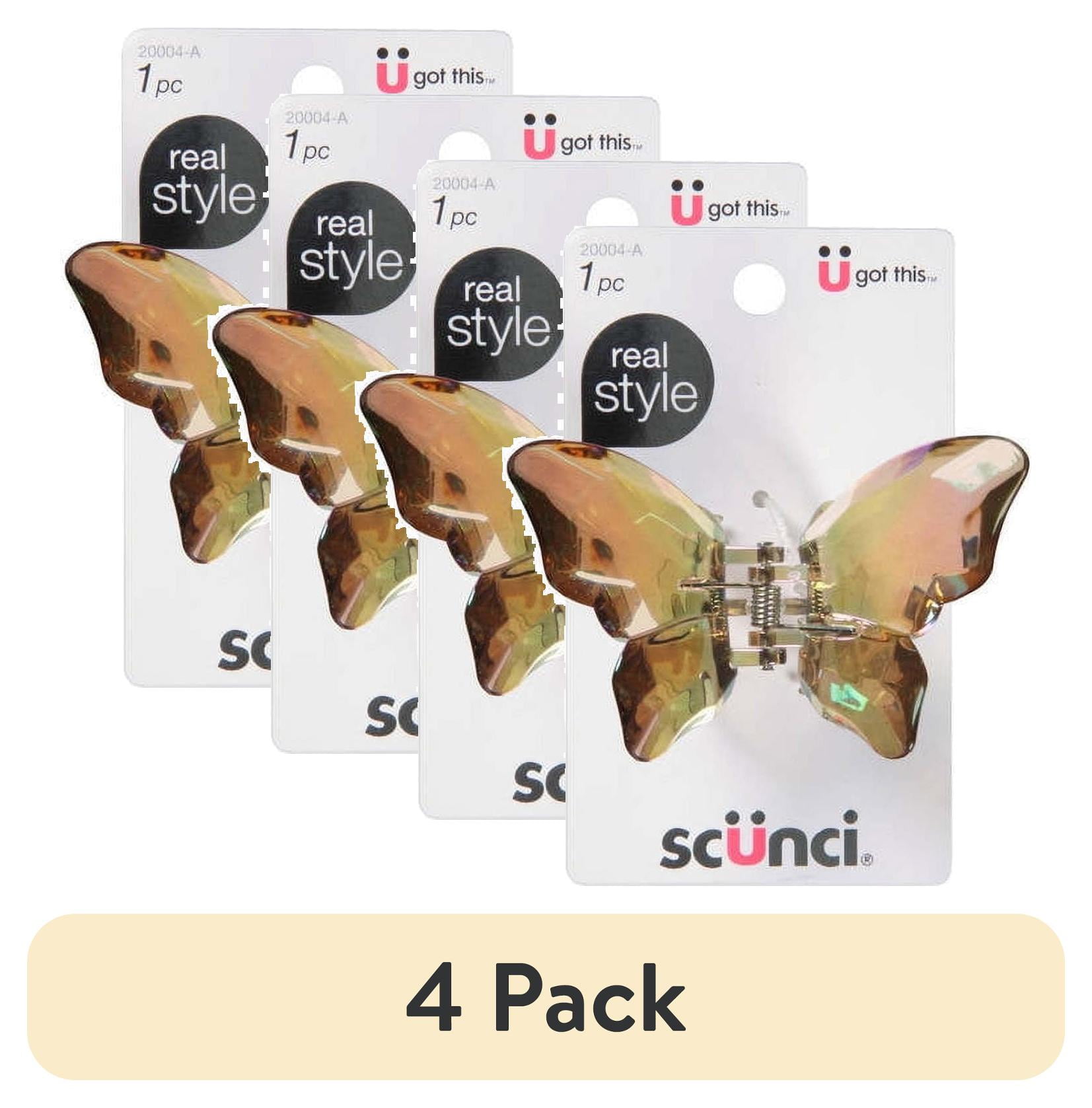 (4 pack) Scunci Plastic Butterfly Claw Clip, Clear Amber, 1 Count ...