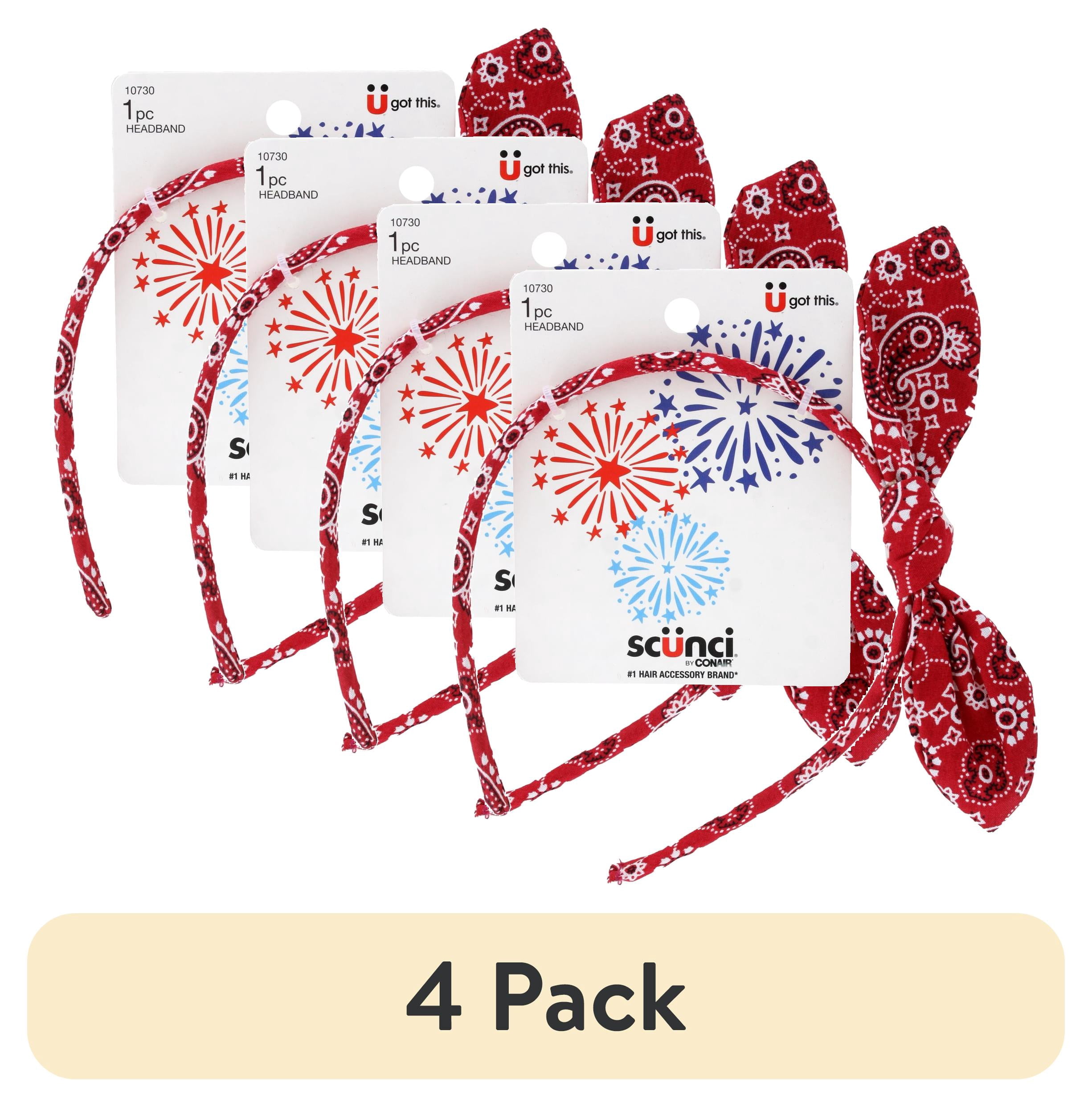 (4 pack) Scunci U Got This Independence Day Bandana Headband, Red, 1 ...