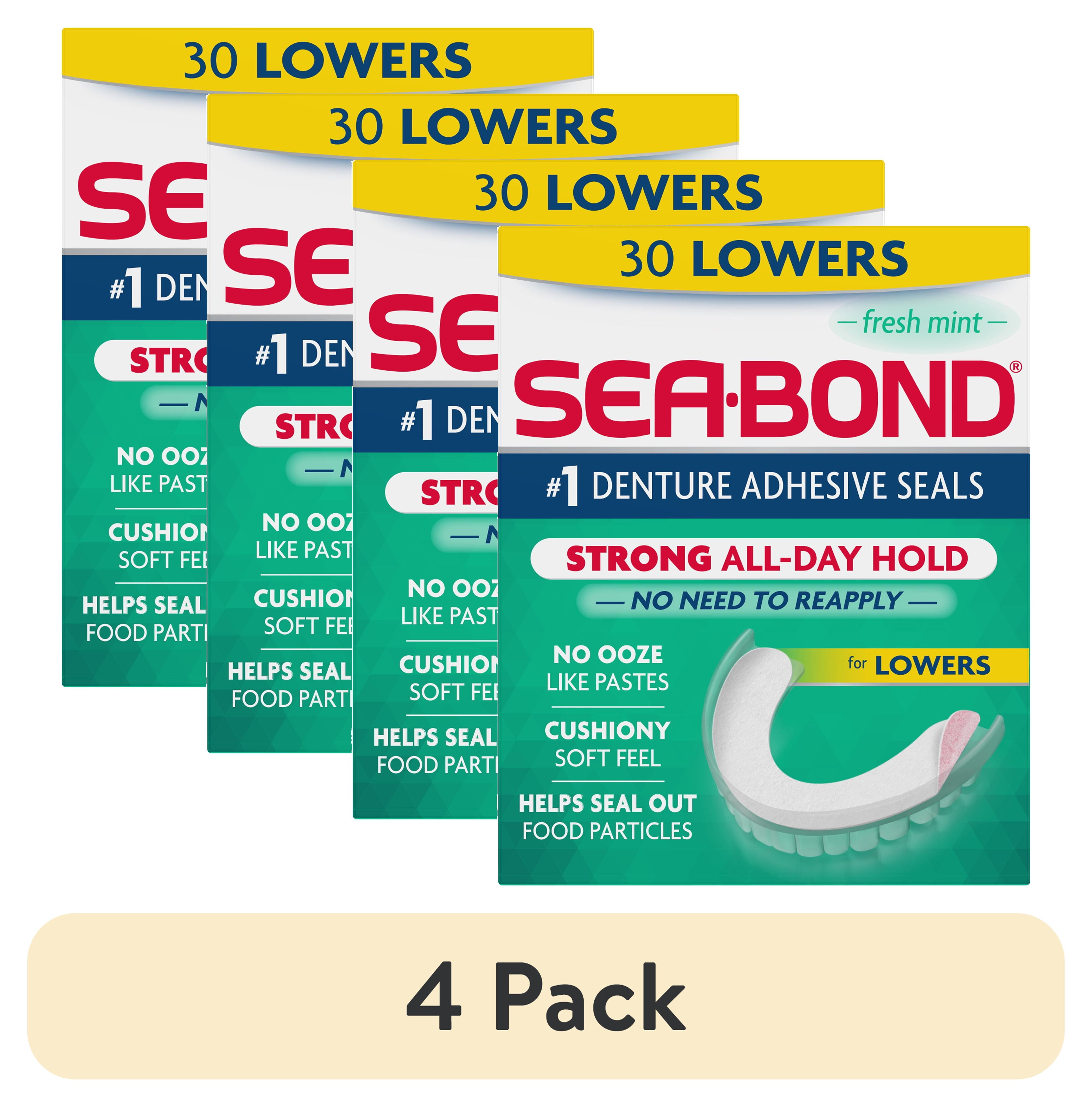 (4 pack) Sea Bond Lower Secure Denture Adhesive Seals, Fresh Mint ...