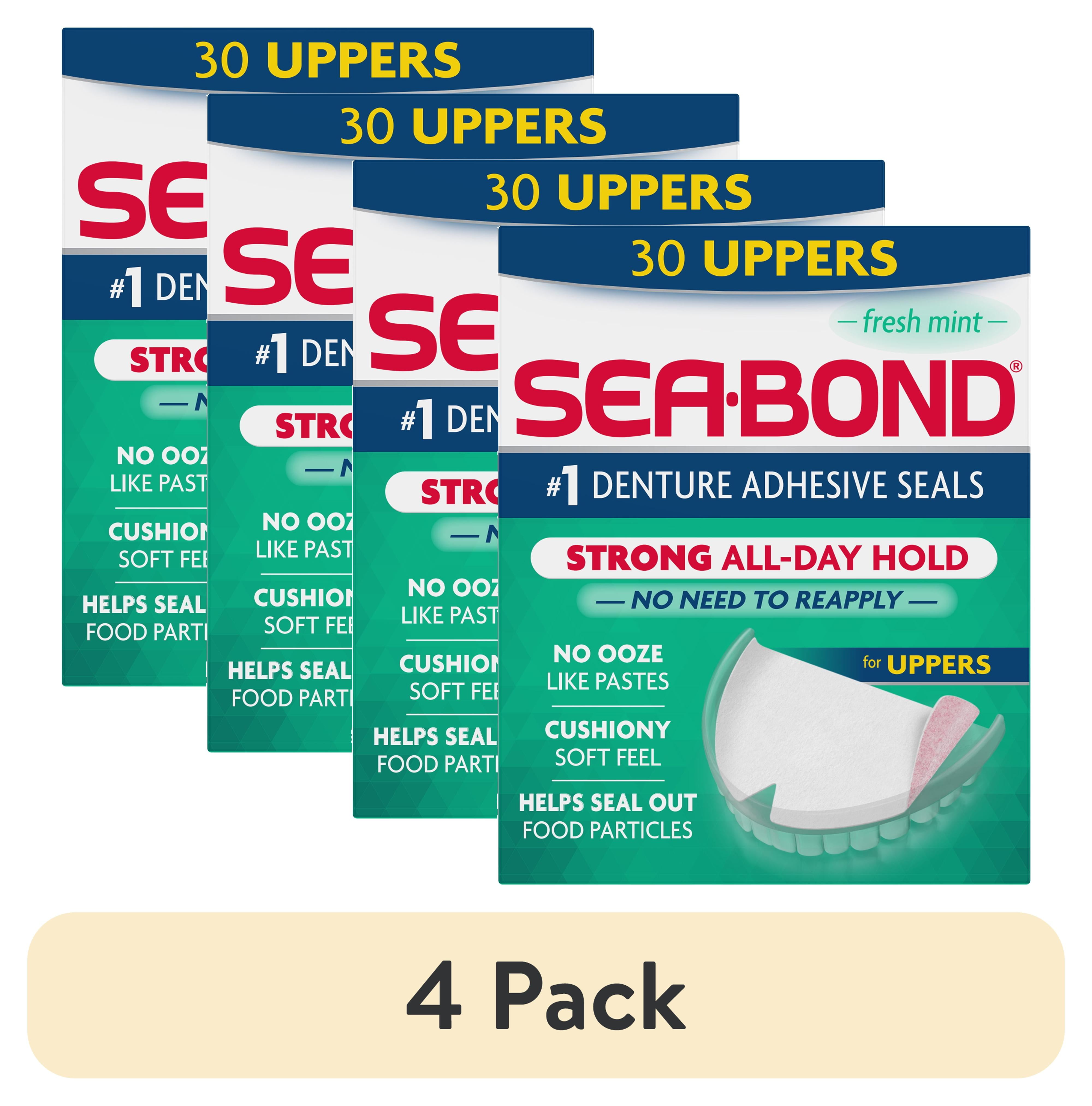 (4 pack) Sea Bond Secure Denture Adhesive Seals, Fresh Mint Uppers ...