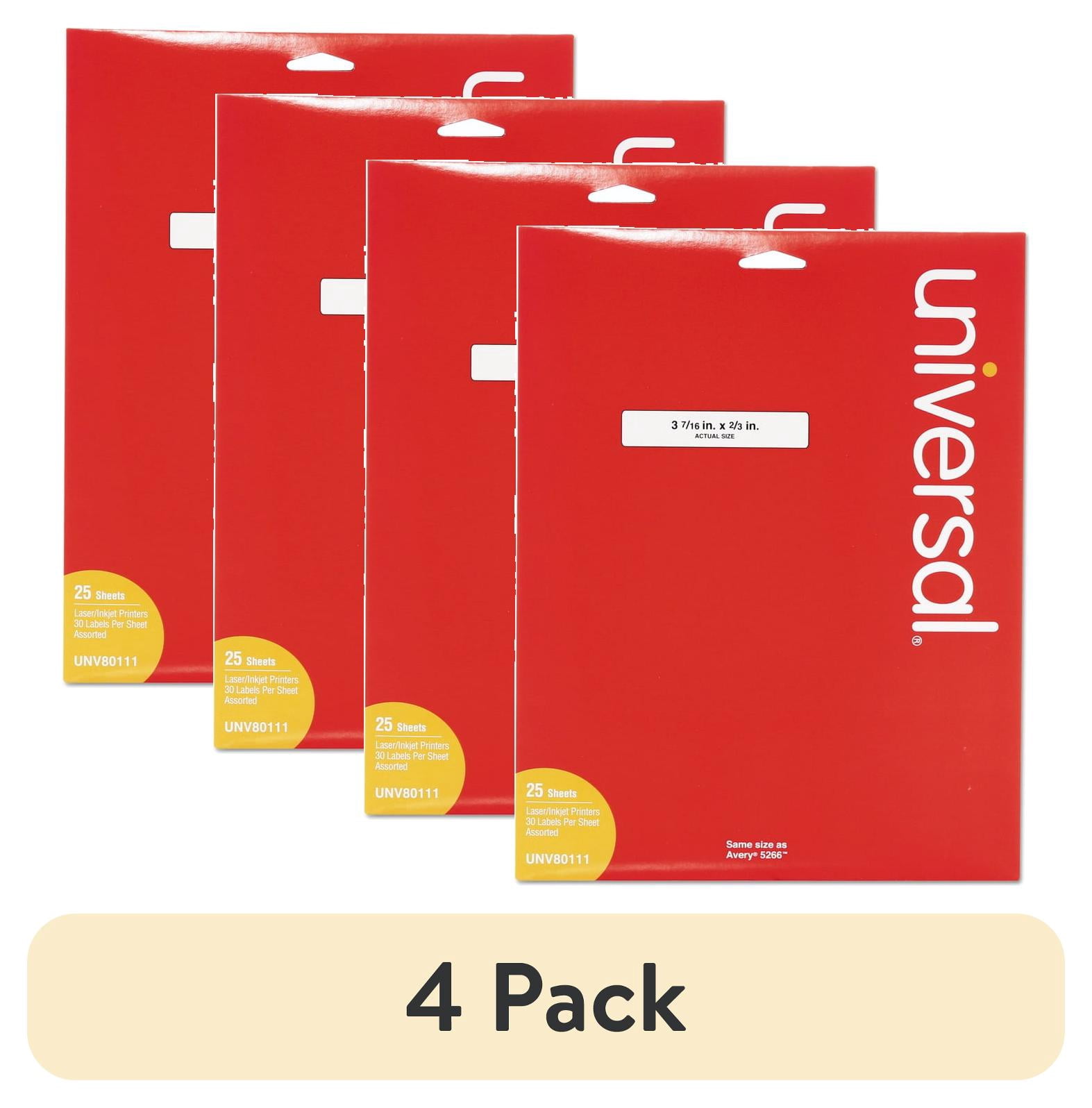 (4 pack) Universal UNV80111 0.66 in. x 3.44 in. Self-Adhesive Permanent ...