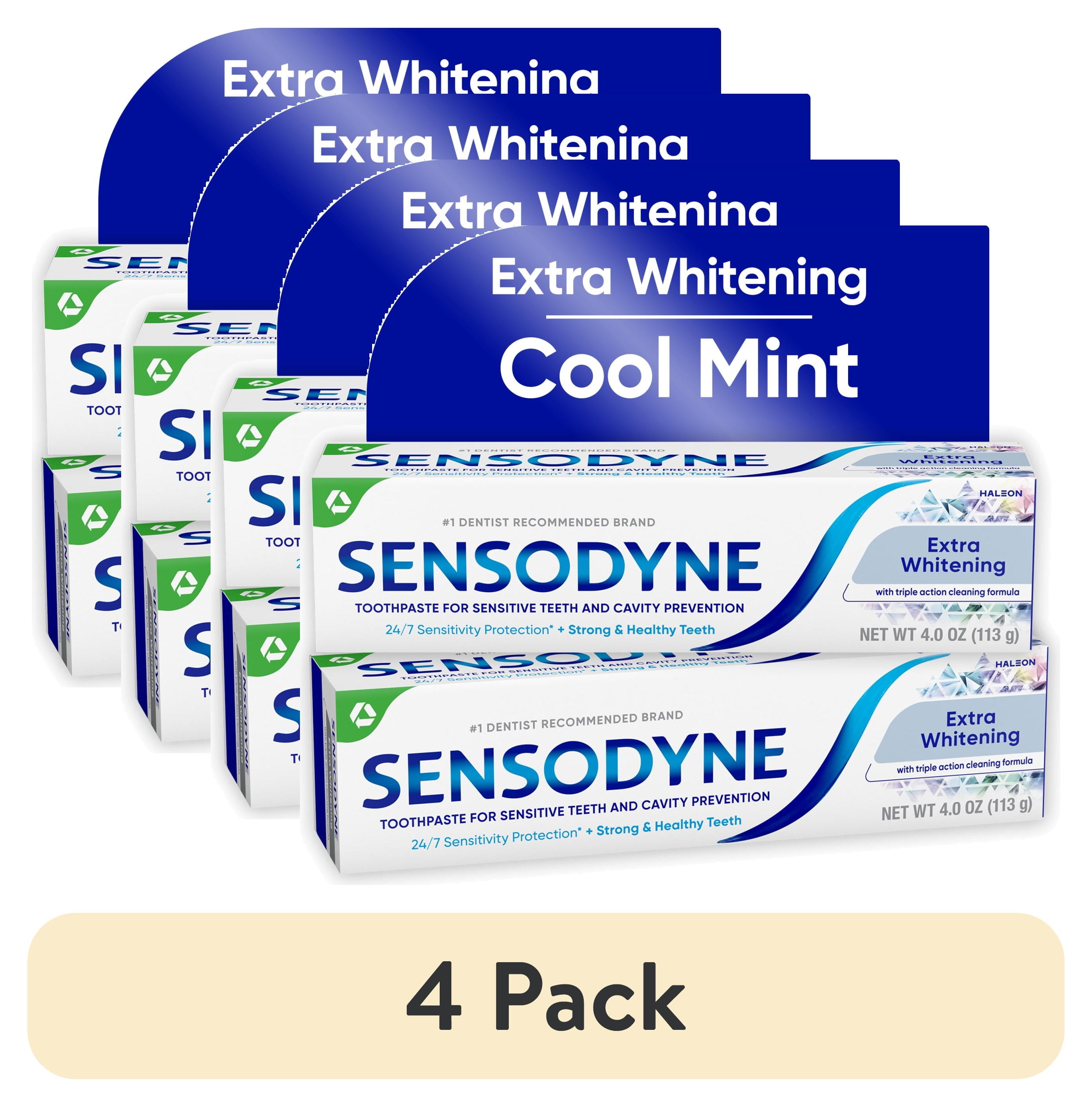 (4 pack) Sensodyne Extra Whitening Sensitive Toothpaste, Mint, 4 Oz, 2 Pack, for Adults ...