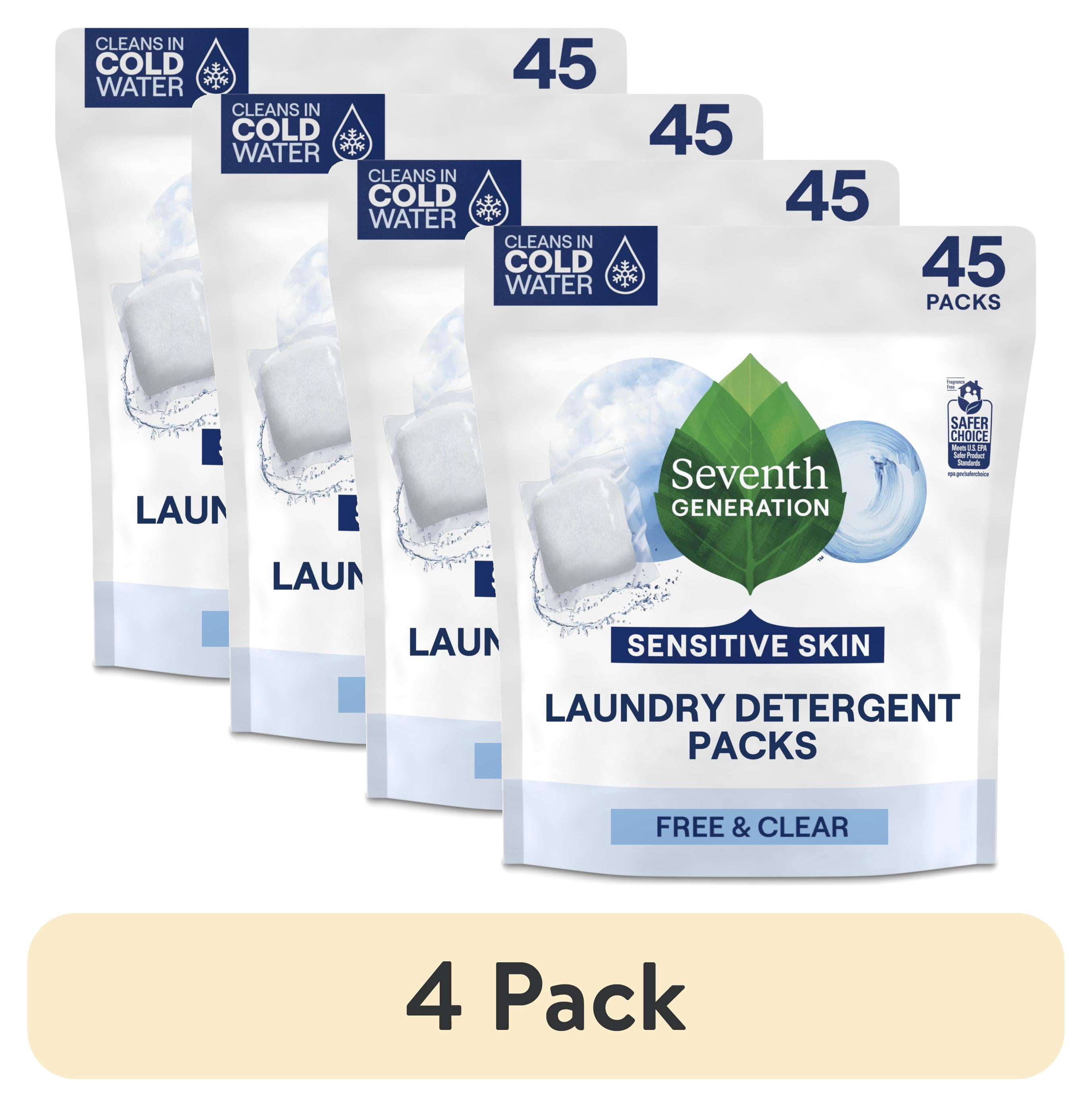 (4 pack) Seventh Generation Free and Clear Laundry Detergent Packs, 31. ...