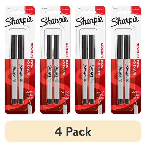 (4 pack) Sharpie Permanent Marker, Ultra Fine Point, Black, 2pk ...