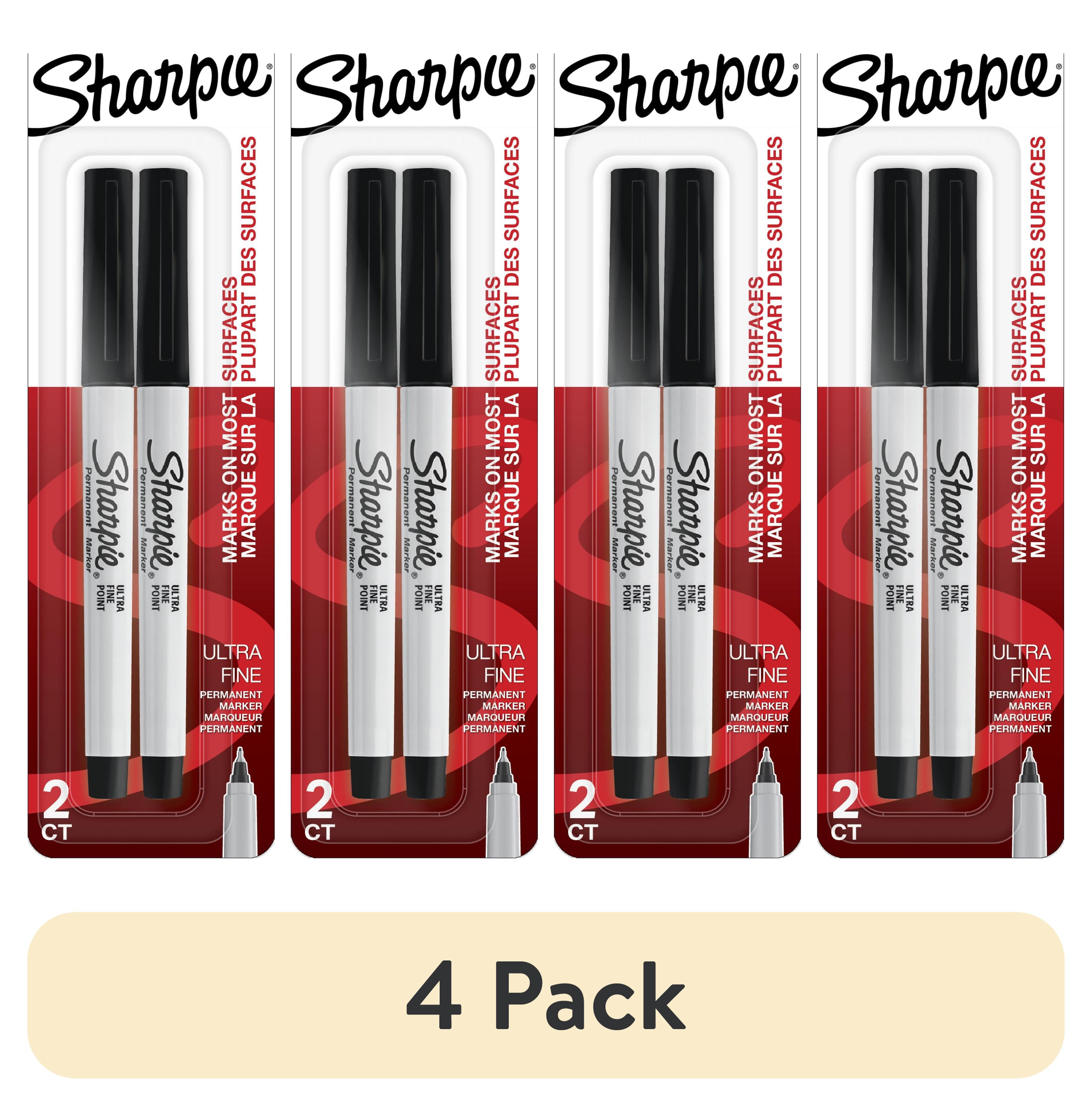 (4 pack) Sharpie Permanent Marker, Ultra Fine Point, Black, 2 Count ...