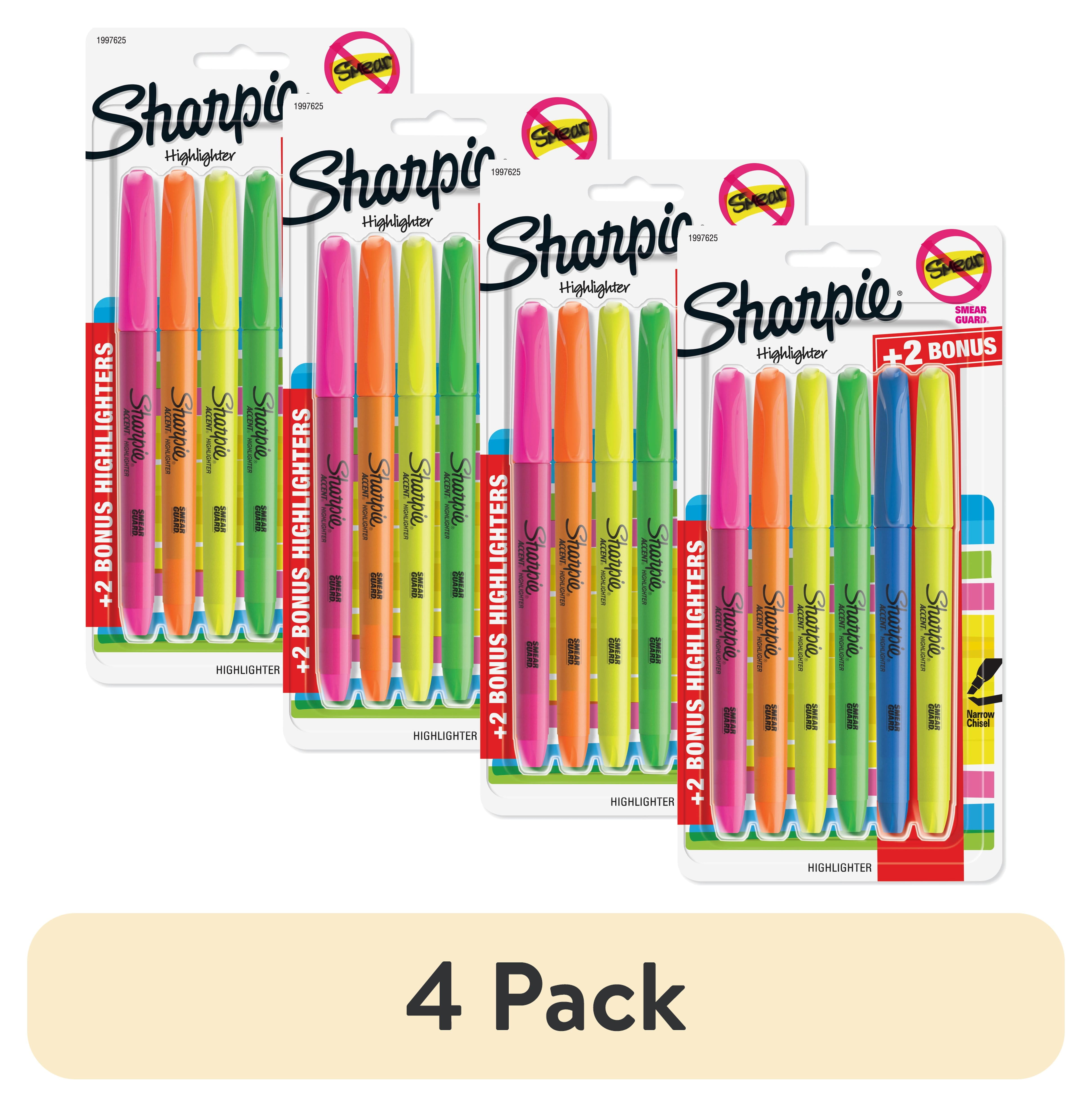 (4 pack) Sharpie Pocket Style Highlighters, Chisel Tip, Assorted Colors ...