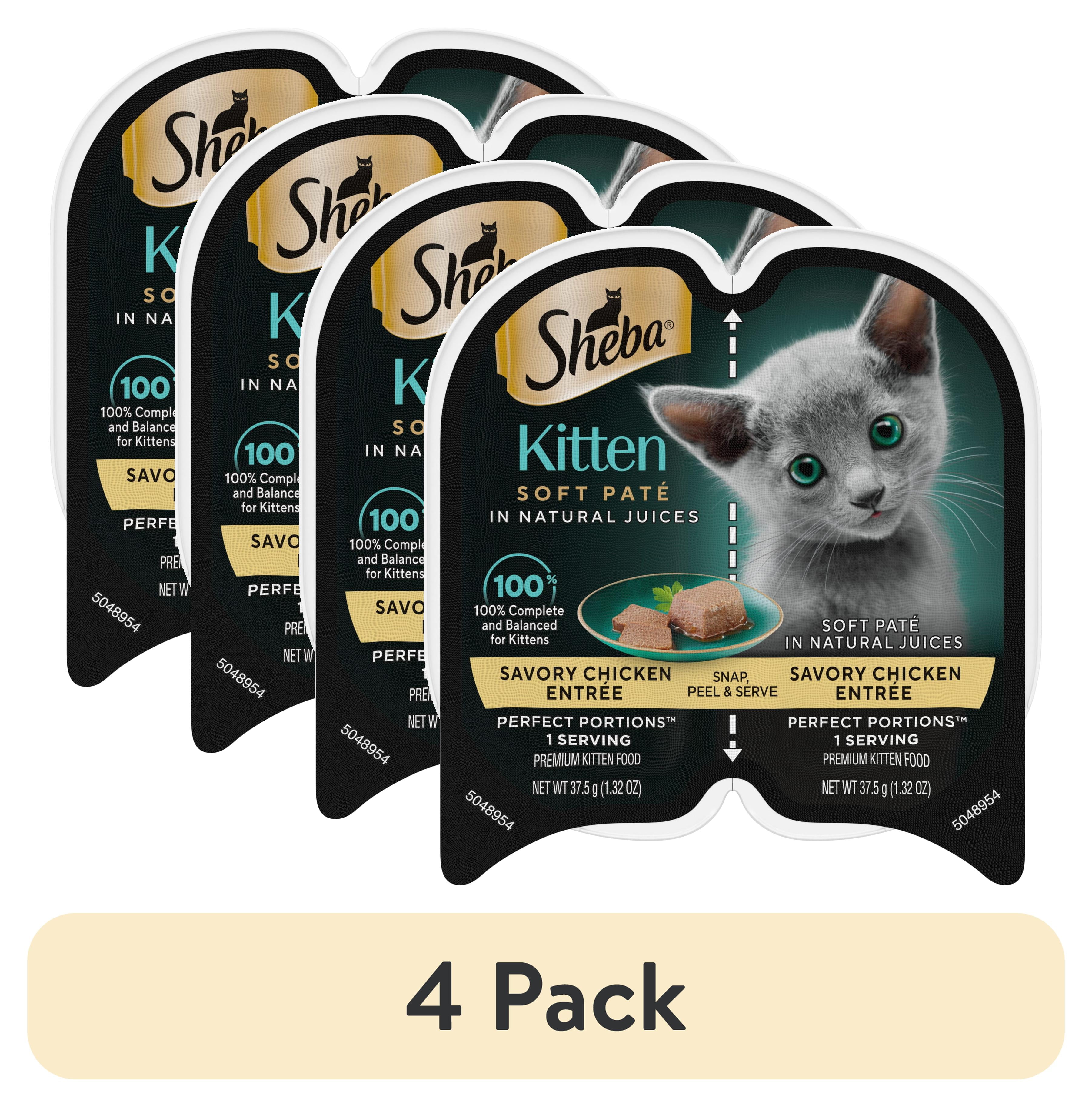 (4 pack) Sheba Perfect Portions Chicken Entree Kitten Wet Cat Food Pate ...
