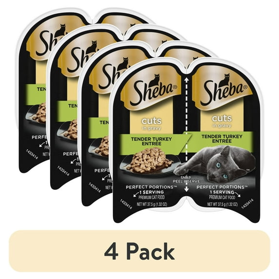 (4 pack) Sheba Perfect Portions Tender Turkey Entree Cuts in Gravy Cat ...