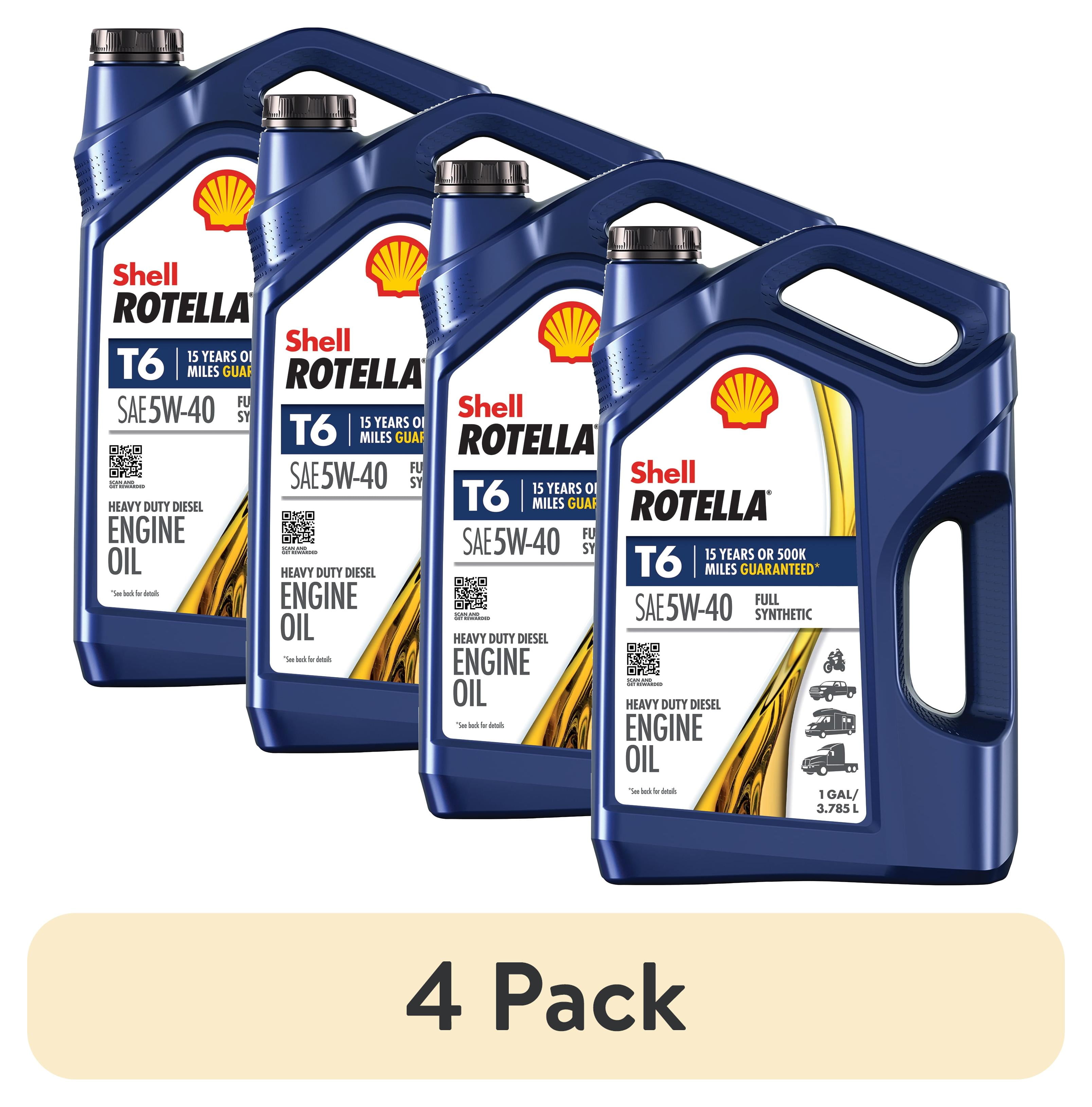 (4 pack) Shell Rotella T6 Full Synthetic 5W-40 Diesel Engine Oil, 1 ...