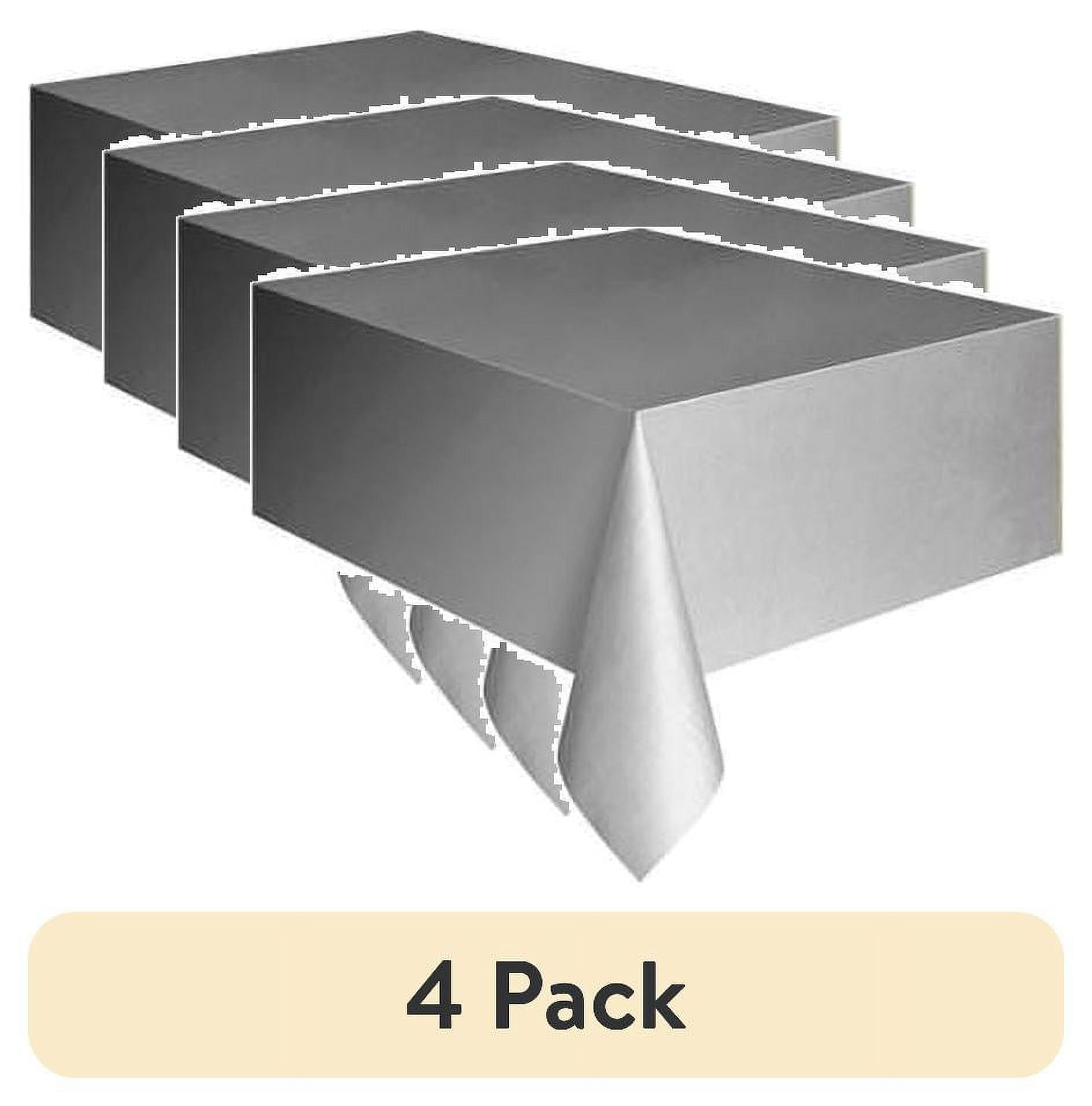 (4 pack) Rectangular 54" x 108" Silver Plastic Table Covers, 3 Count ...