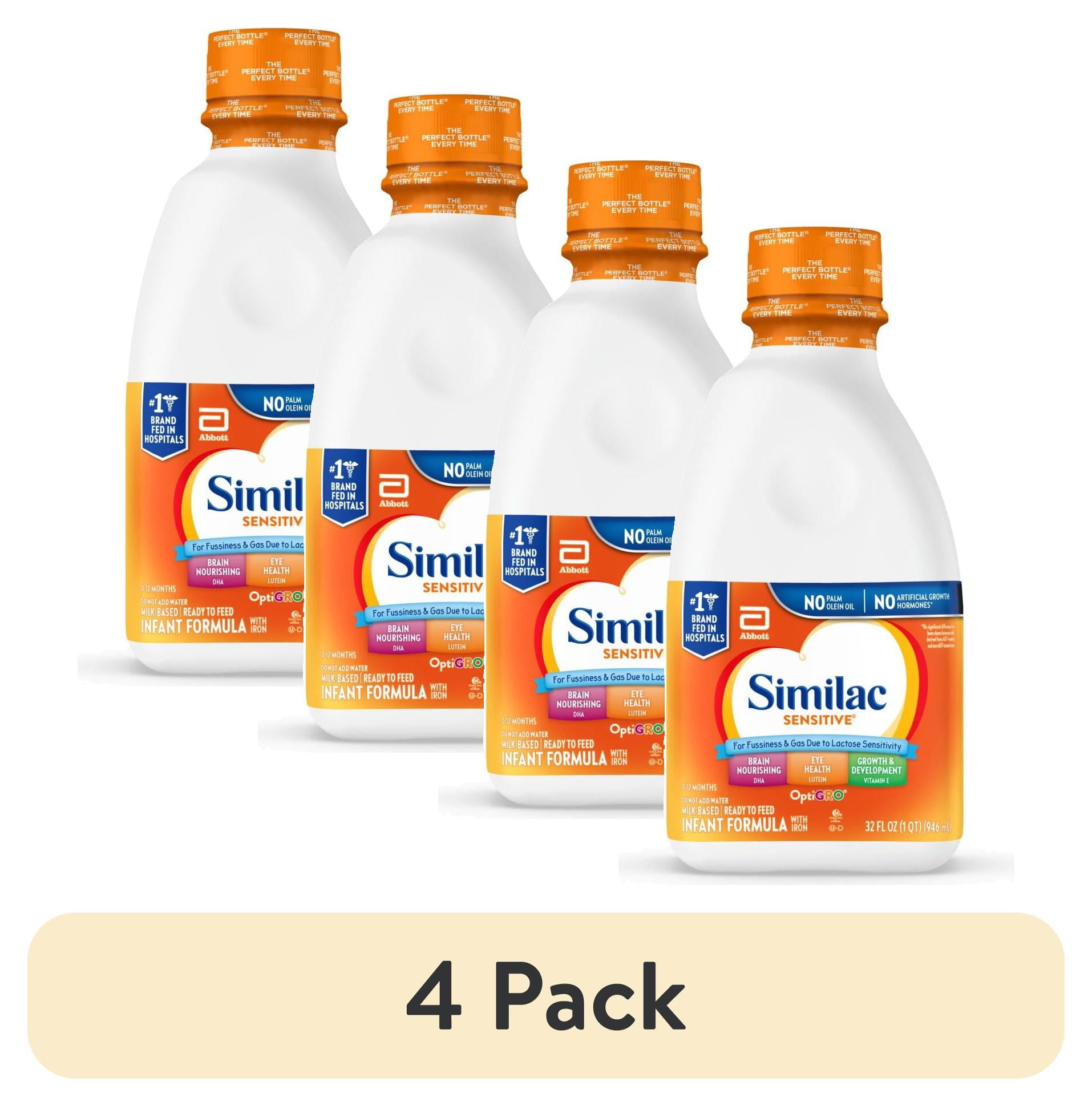 (4 pack) Similac Sensitive Ready-to-Feed Baby Formula, 32 fl oz Bottle ...
