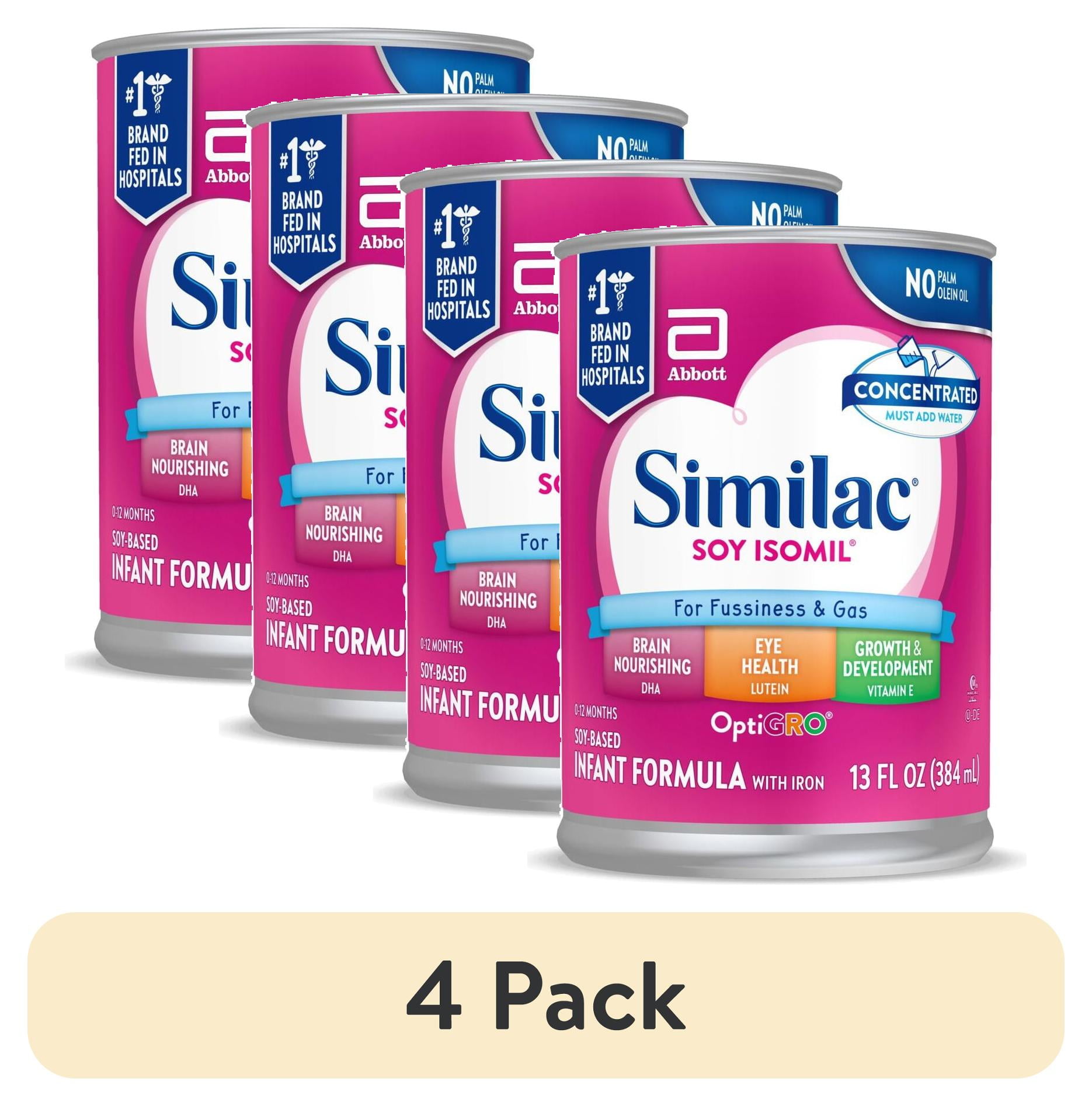 (4 pack) Similac Soy Isomil Concentrated Liquid Baby Formula, 13-fl-oz ...