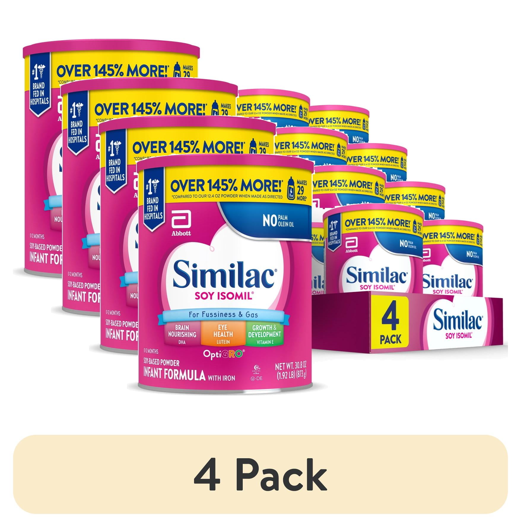 (4 pack) Similac Soy Isomil Powder Baby Formula, 30.8-oz Can, Pack of 4 ...