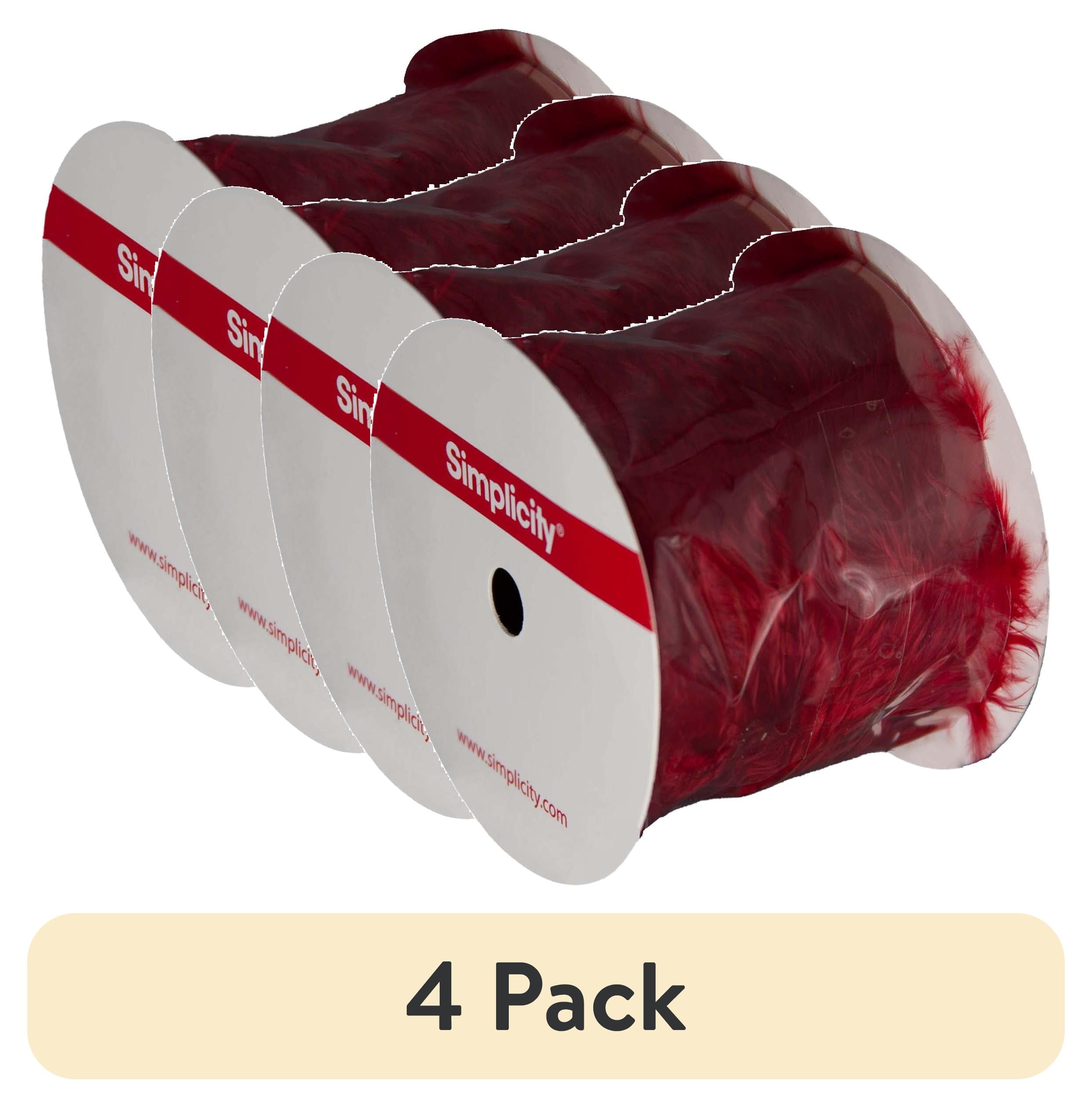 (4 pack) Simplicity Trim, Red 1 1/2 inch Feather Boa Trim Great for ...