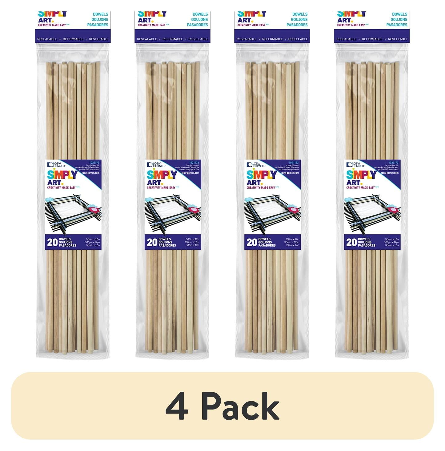 (4 pack) Woodsies Dowels 12"-Natural 3/16" 20/Pkg, Pk 6, Loew-Cornell ...