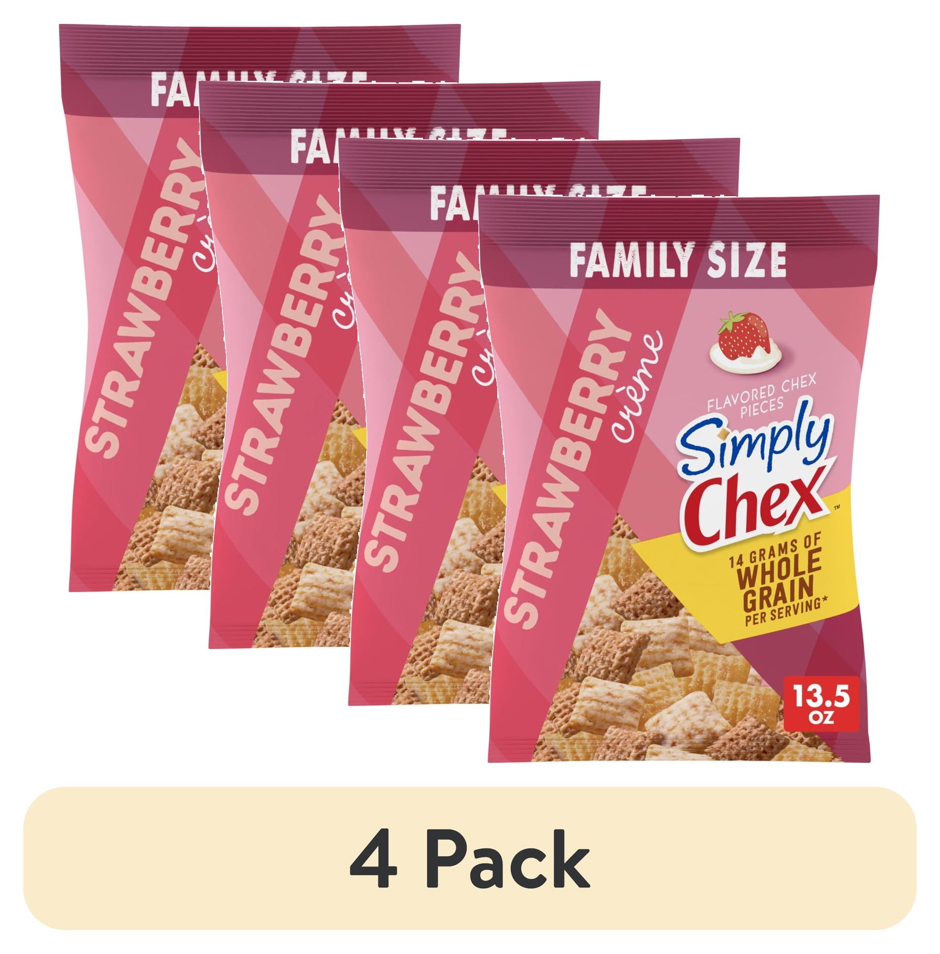 (4 pack) Simply Chex Strawberry Crème Flavored Snack Mix, Family Size ...