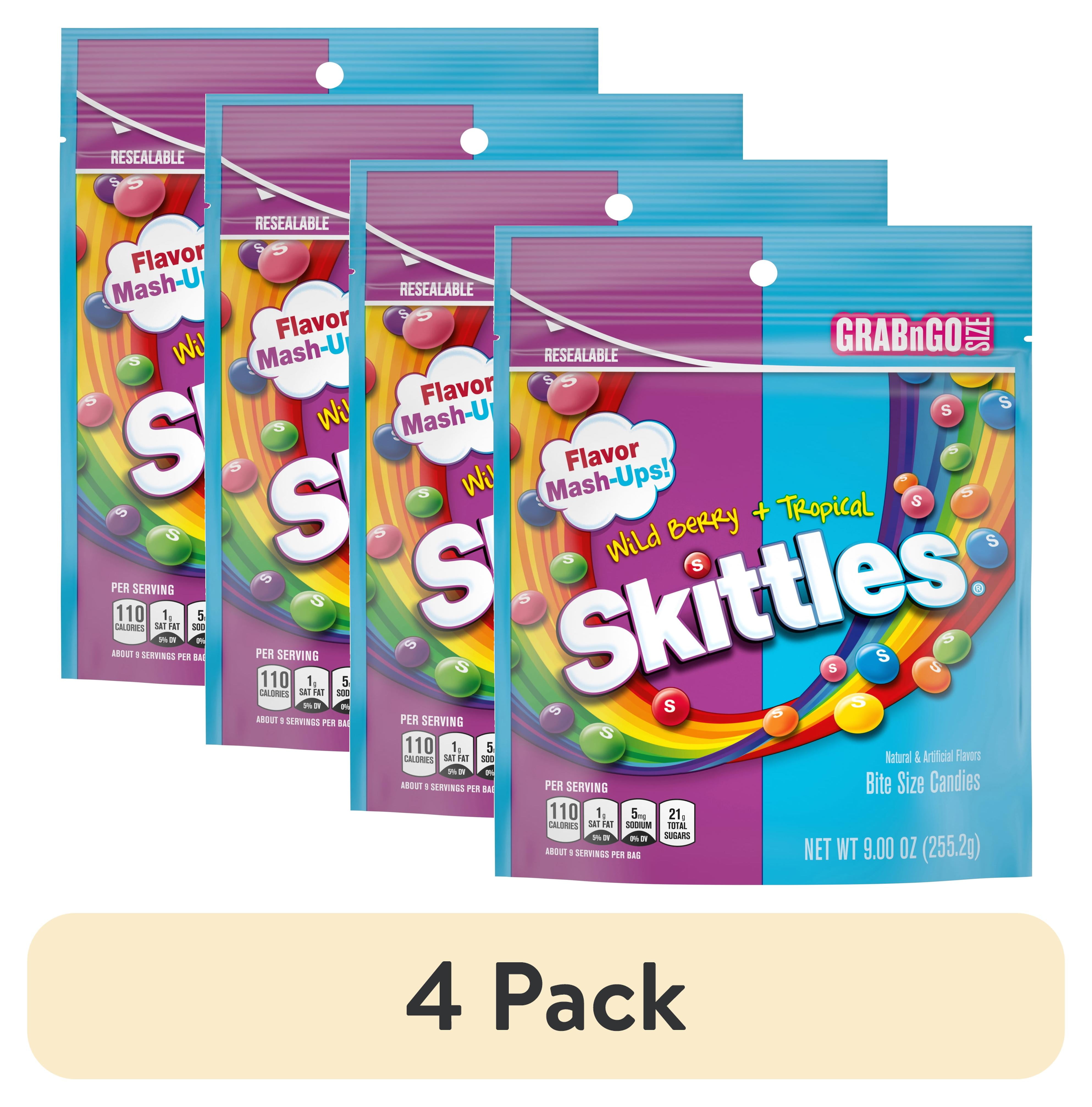 (4 pack) Skittles Flavor Mash-Ups Wild Berry & Tropical Chewy Candy ...