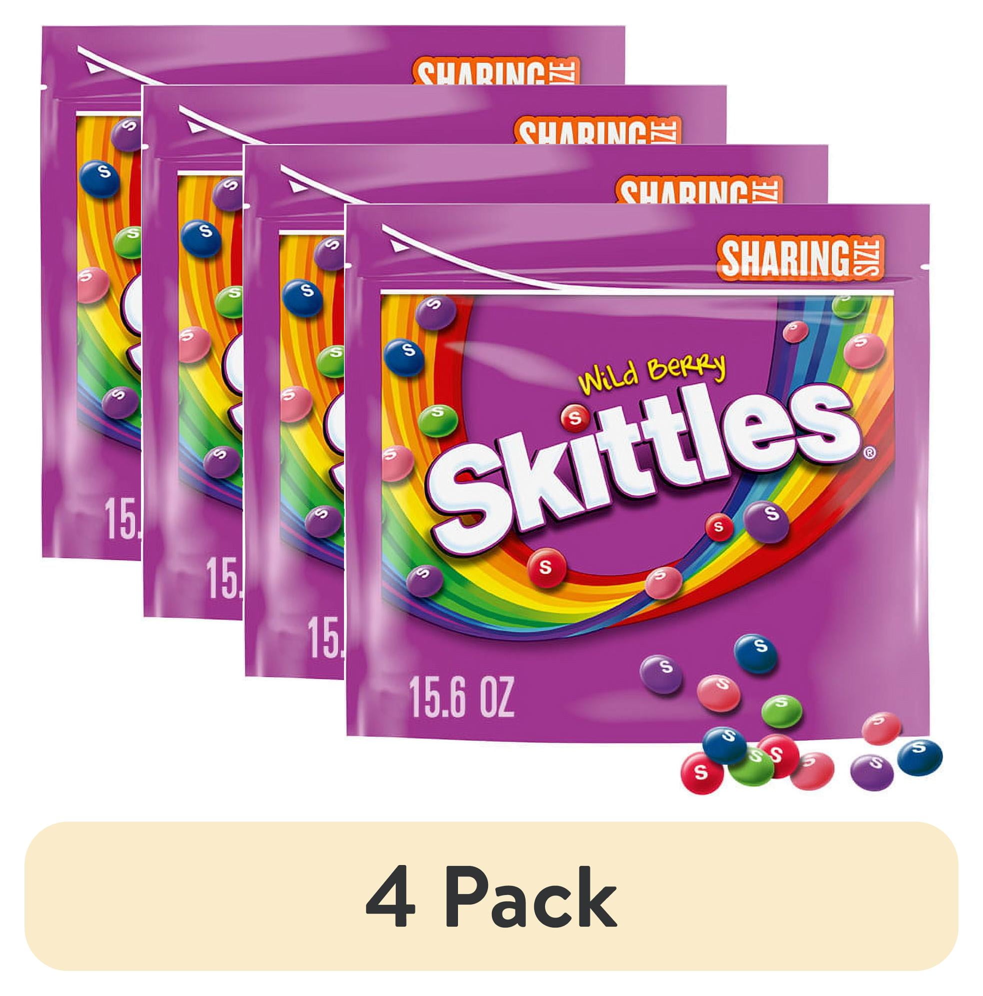 (4 pack) Skittles Wild Berry Chewy Candy, Sharing Size Fruity Candy, 15 ...