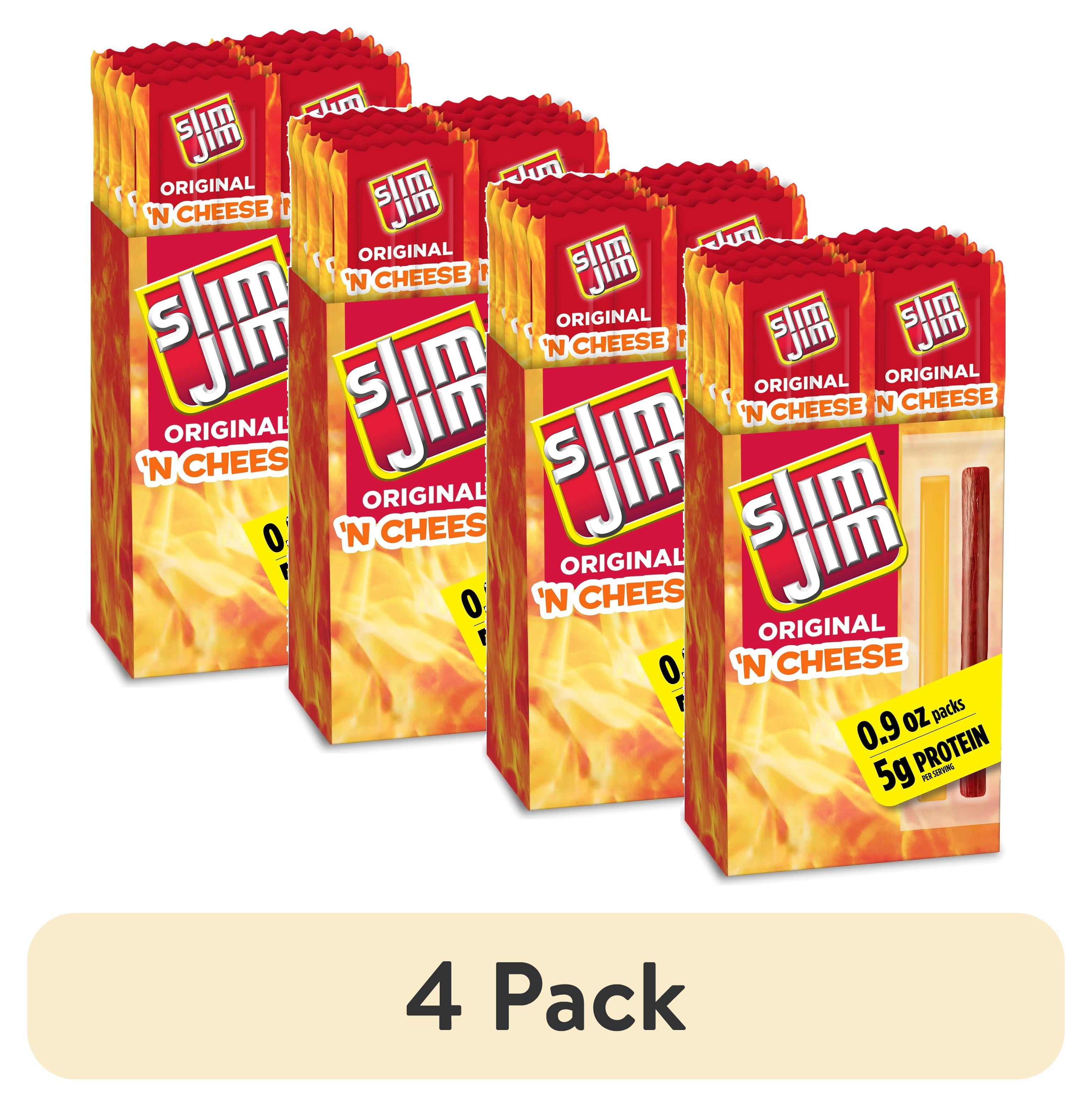 (4 pack) Slim Jim Beef 'N Cheese Smoked Meat Sticks, Original Flavor ...