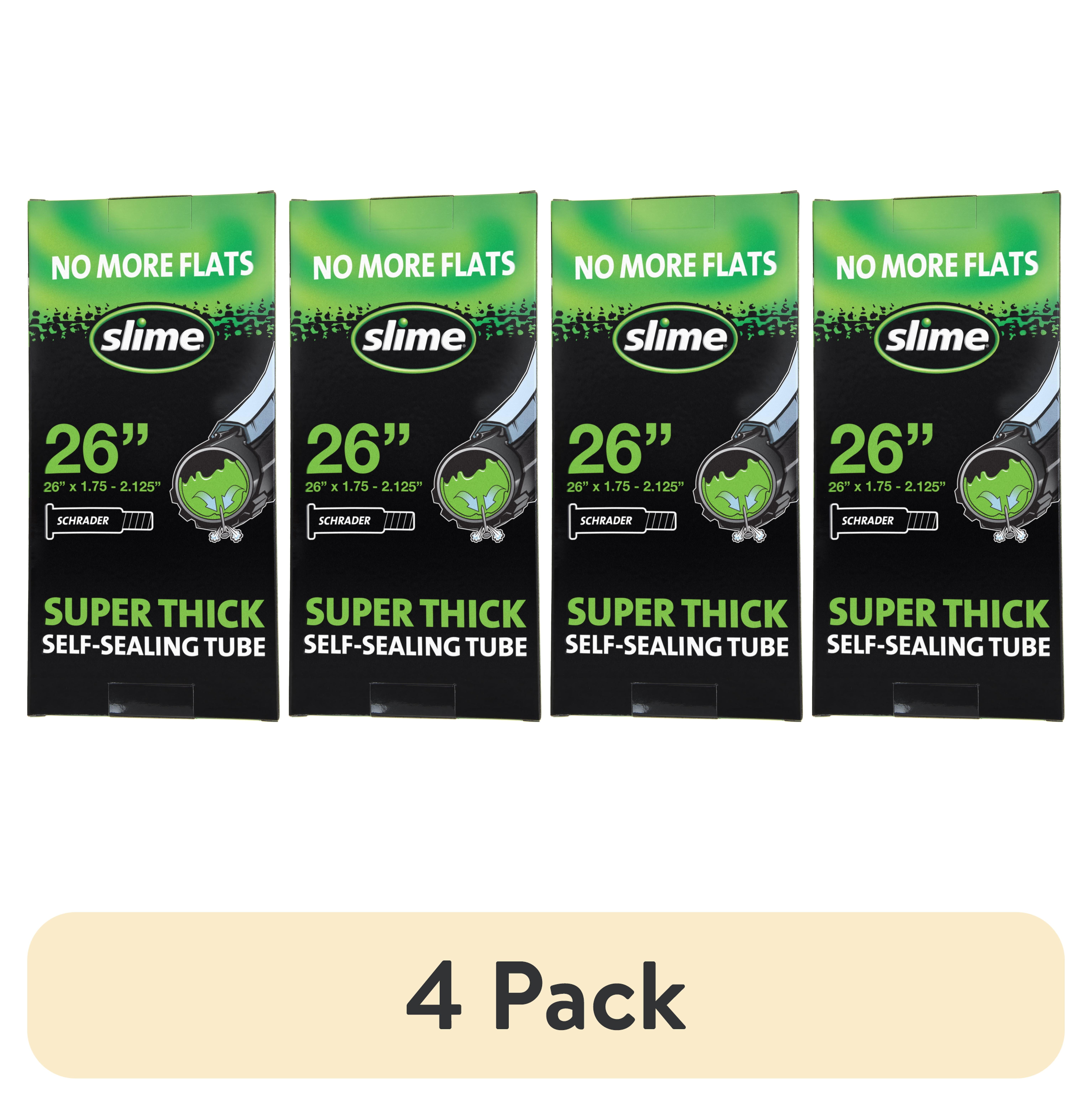 (4 pack) Slime Super Thick Self-Sealing Bicycle Tube Schrader 26" x 1. ...