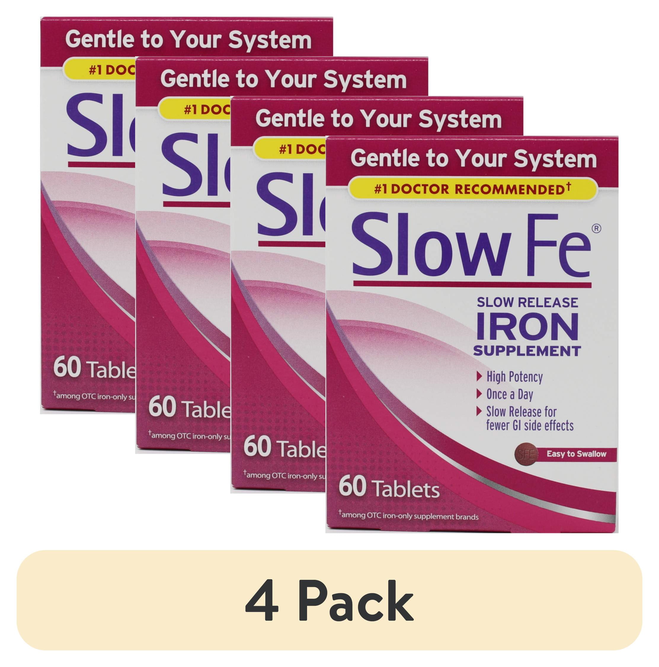 (4 pack) Slow Fe, High Potency Iron 45 mg, Slow Release - 60 Tablets ...