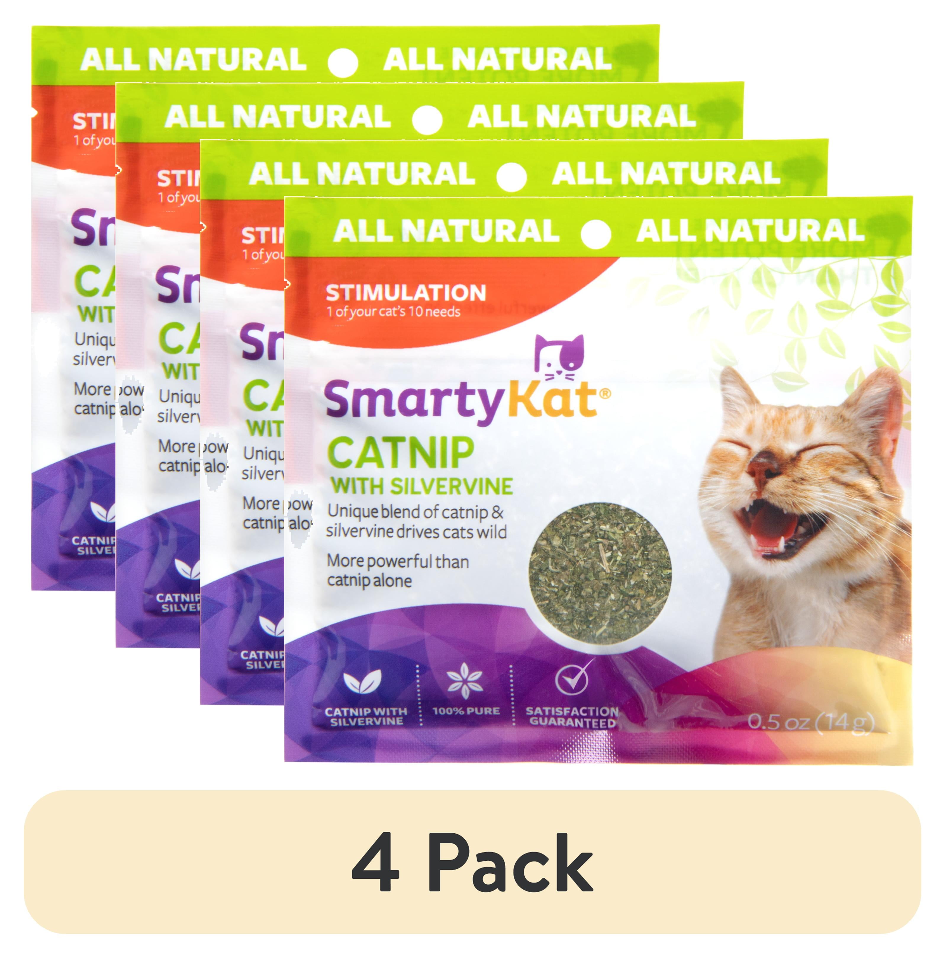 (4 pack) SmartyKat Catnip with Silvervine, Pure & Potent Blend for Cats ...