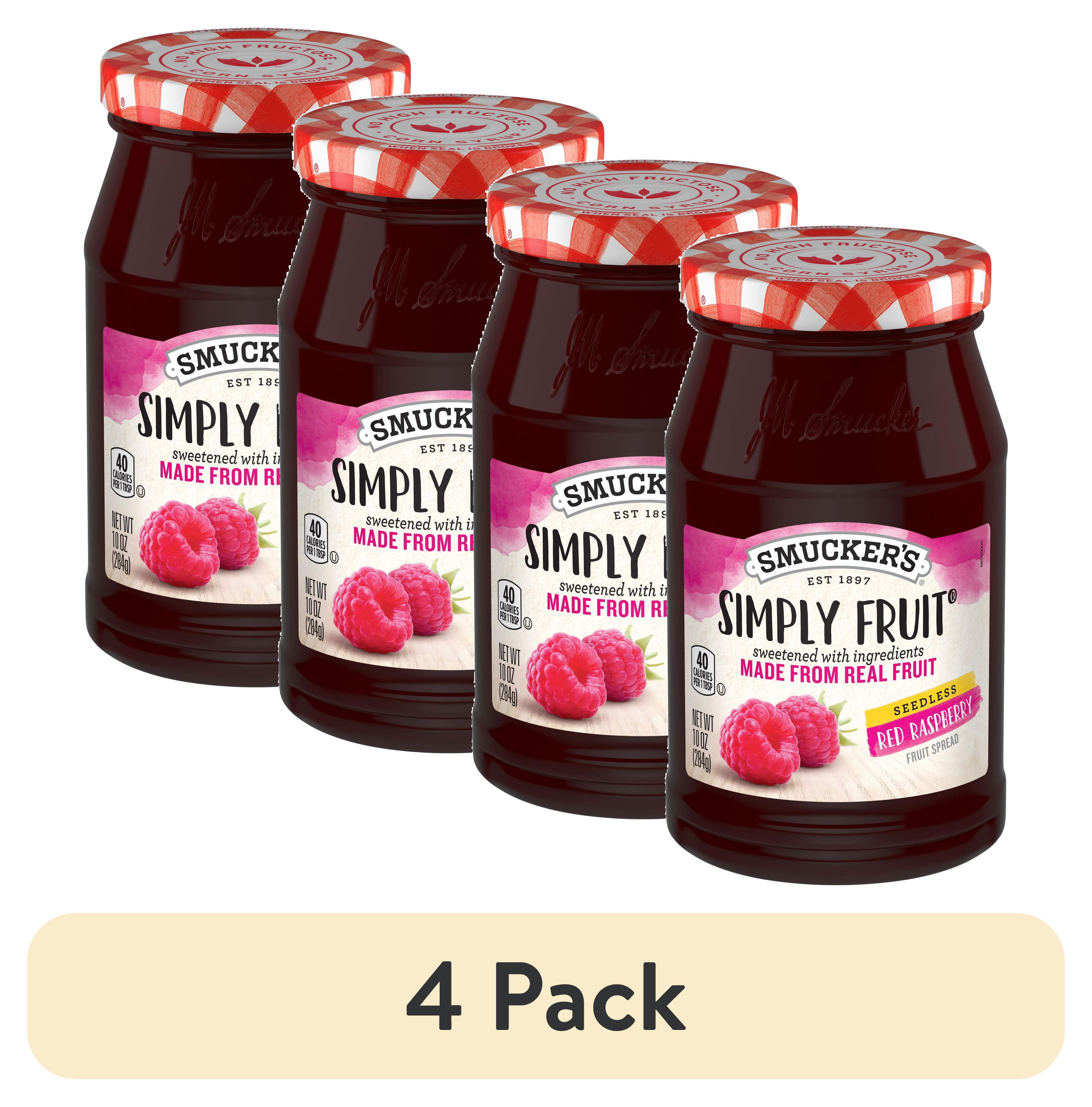 (4 pack) Smucker's Simply Fruit Seedless Red Raspberry Fruit Spread, 10 ...