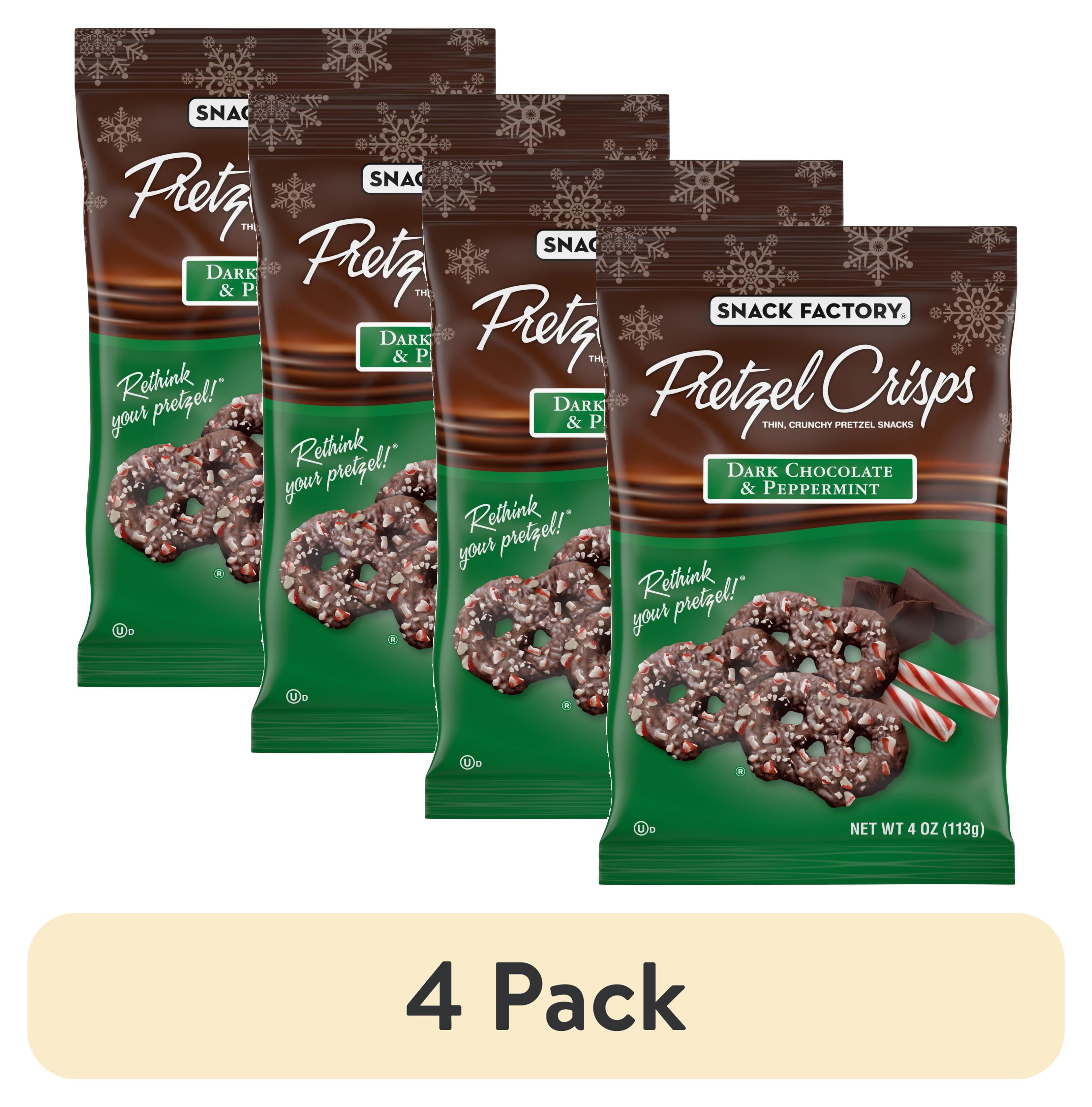 (4 pack) Snack Factory Pretzel Crisps Holiday Peppermint Dark Chocolate ...