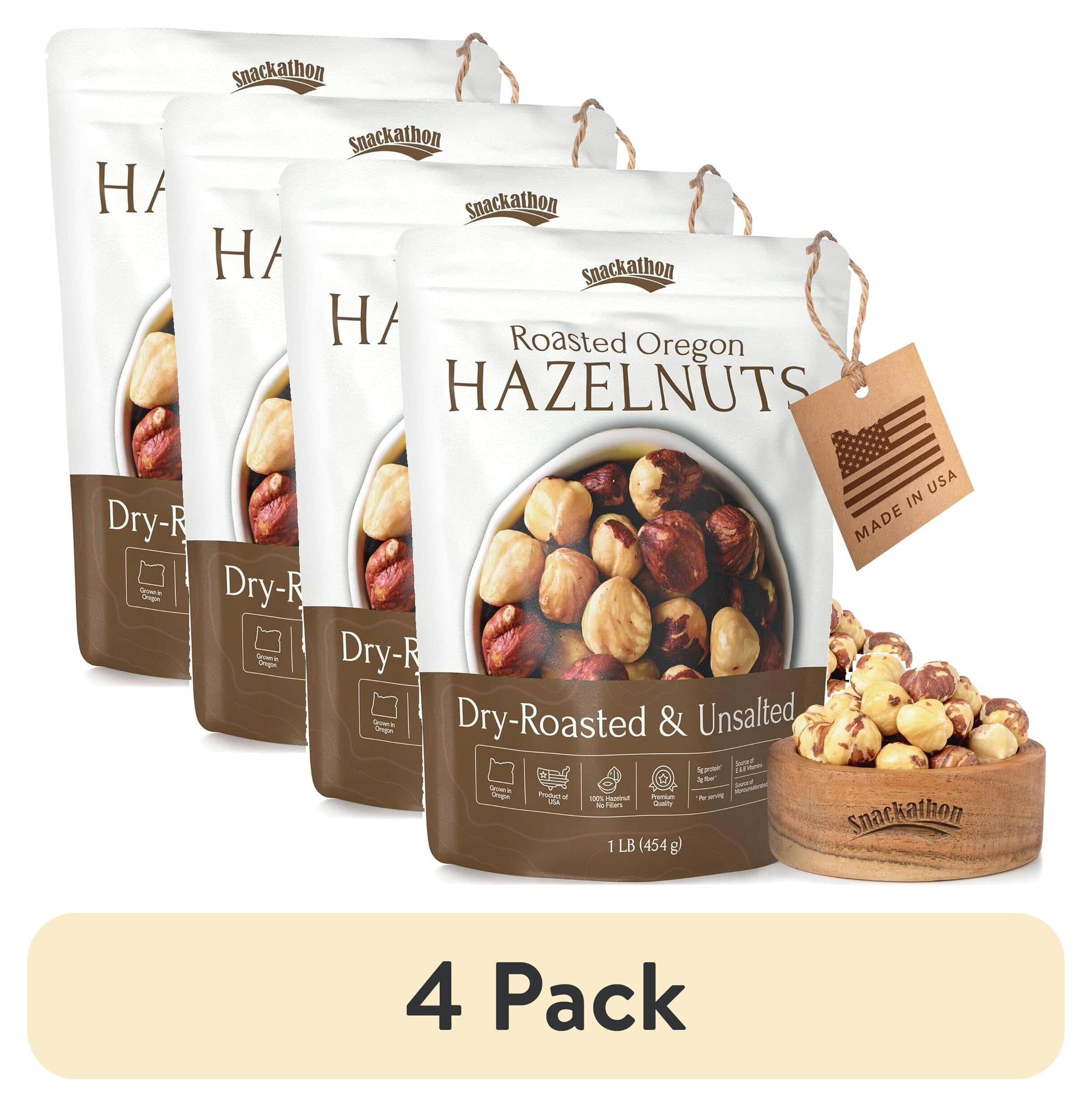 (4 pack) Snackathon Oregon Hazelnuts, Dry Roasted Unsalted (Various ...