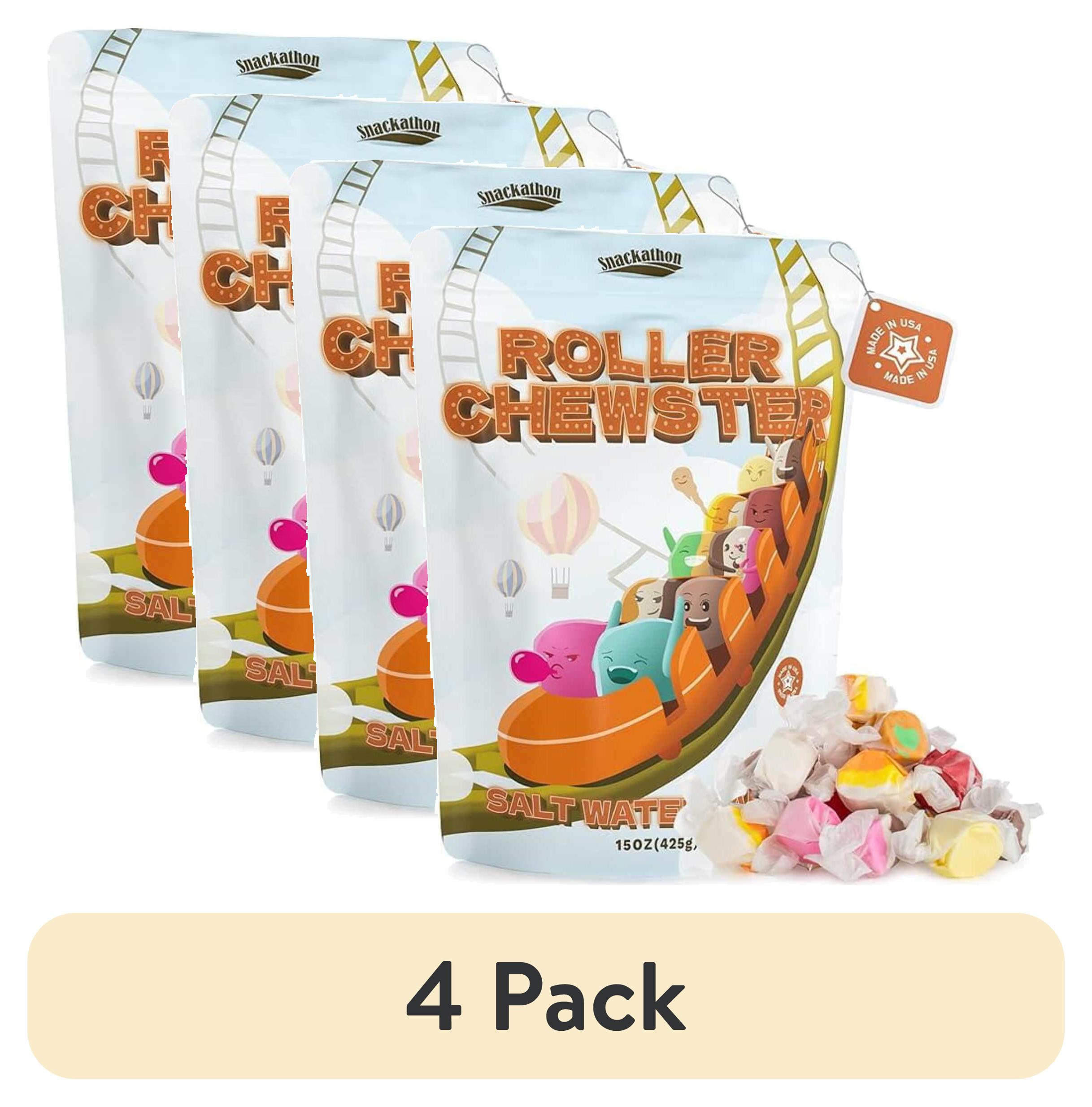 (4 pack) Snackathon Salt Water Taffy Assorted Mix, Roller Chewster ...